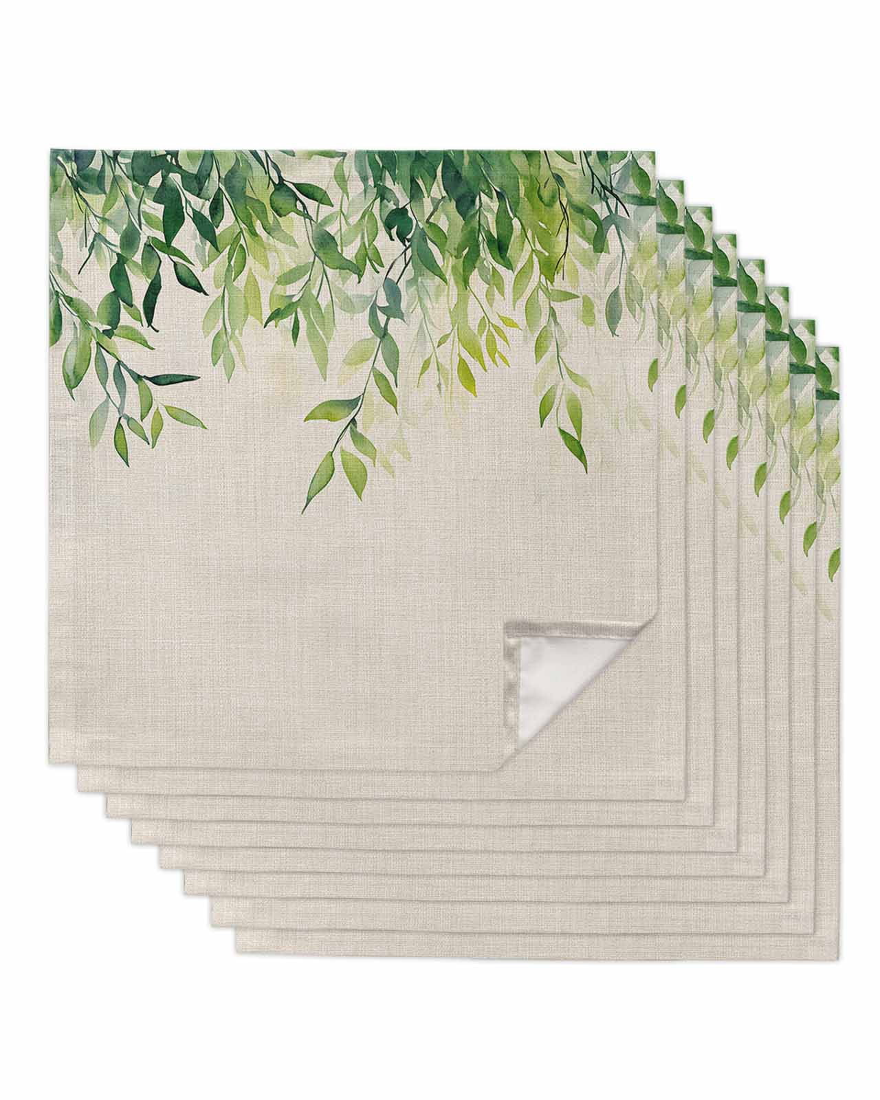 nqOlkjepod Summer Leaves Cloth Napkins Set of 8 Reusable Dinner Napkins ...