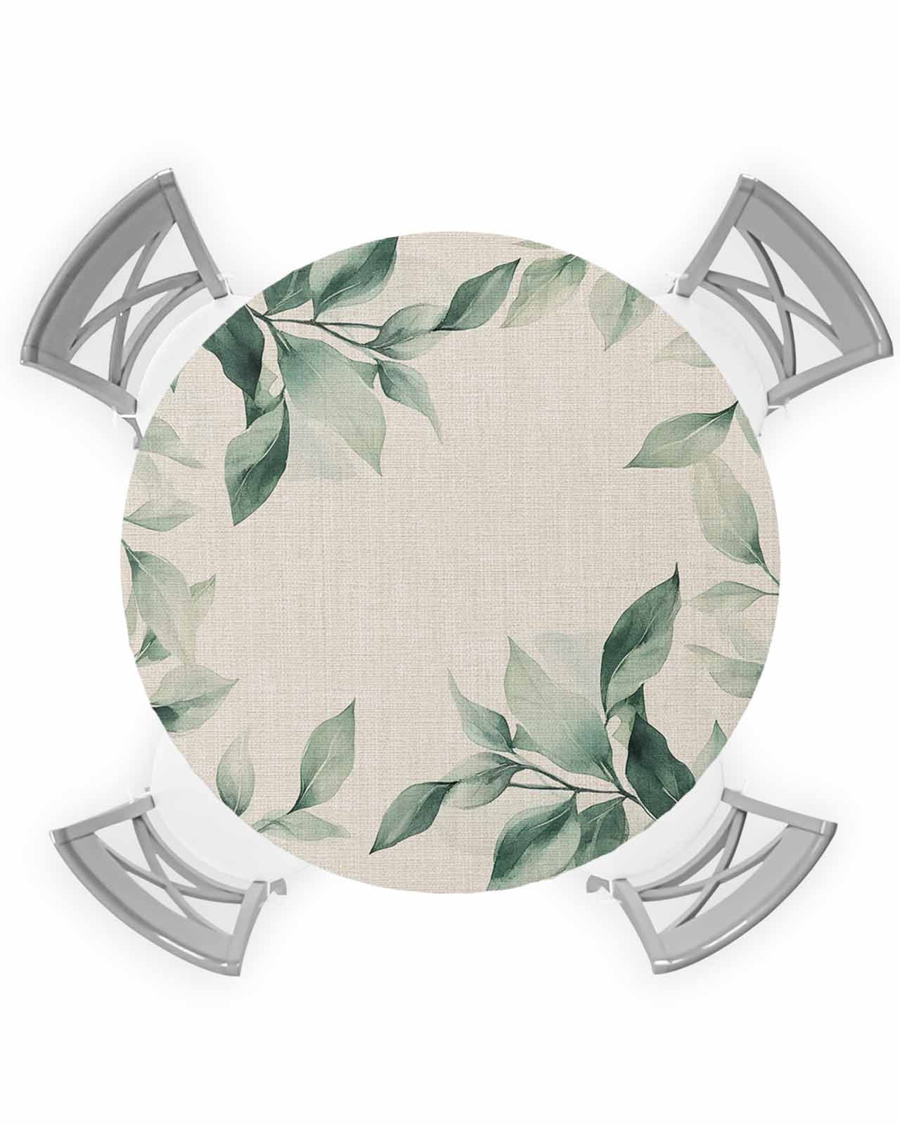 nqOlkjepod Summer Leaves Round Tablecloth, Fitted Table Cover with ...
