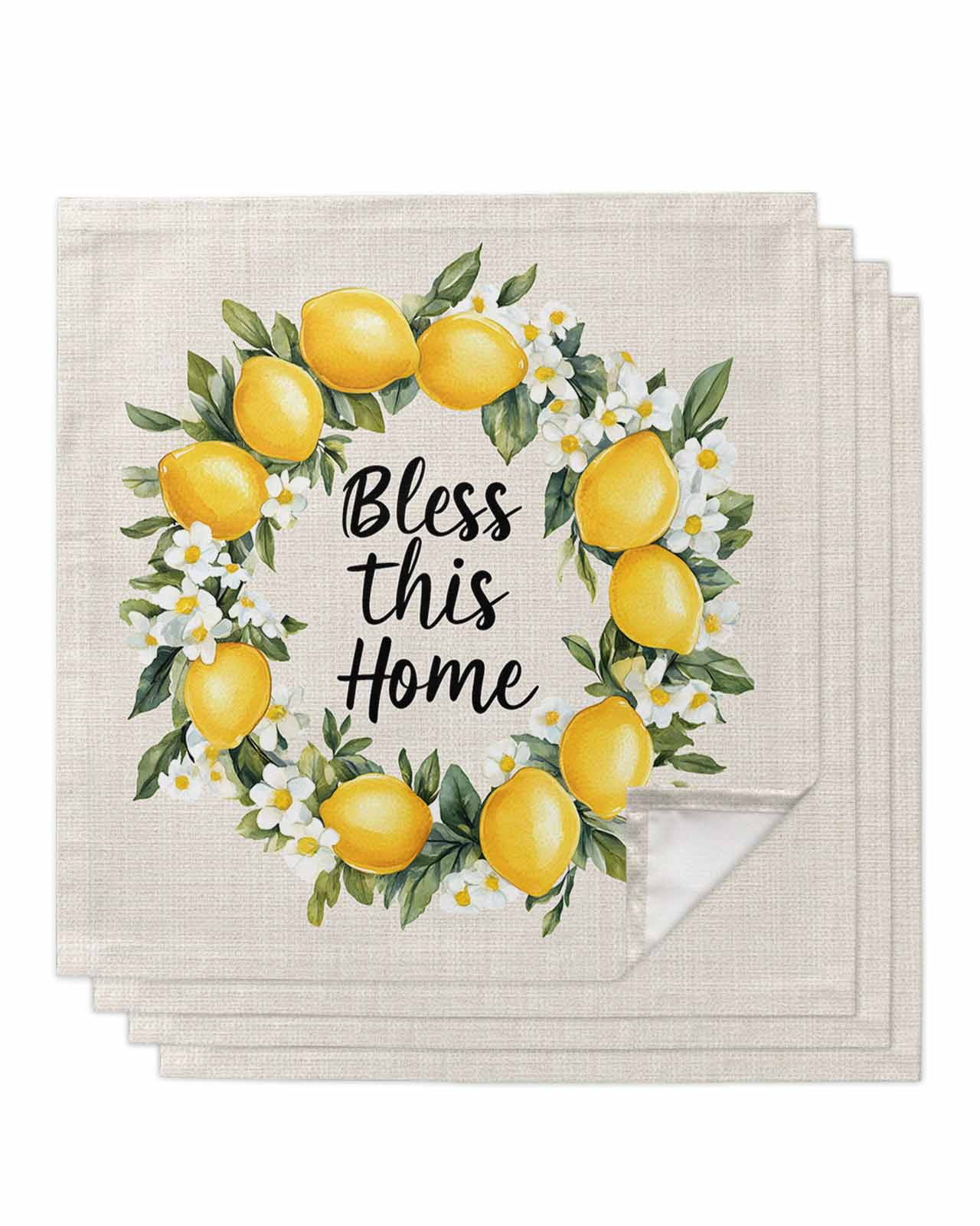 nqOlkjepod Summer Lemon Cloth Napkins Set of 4 Reusable Dinner Napkins ...