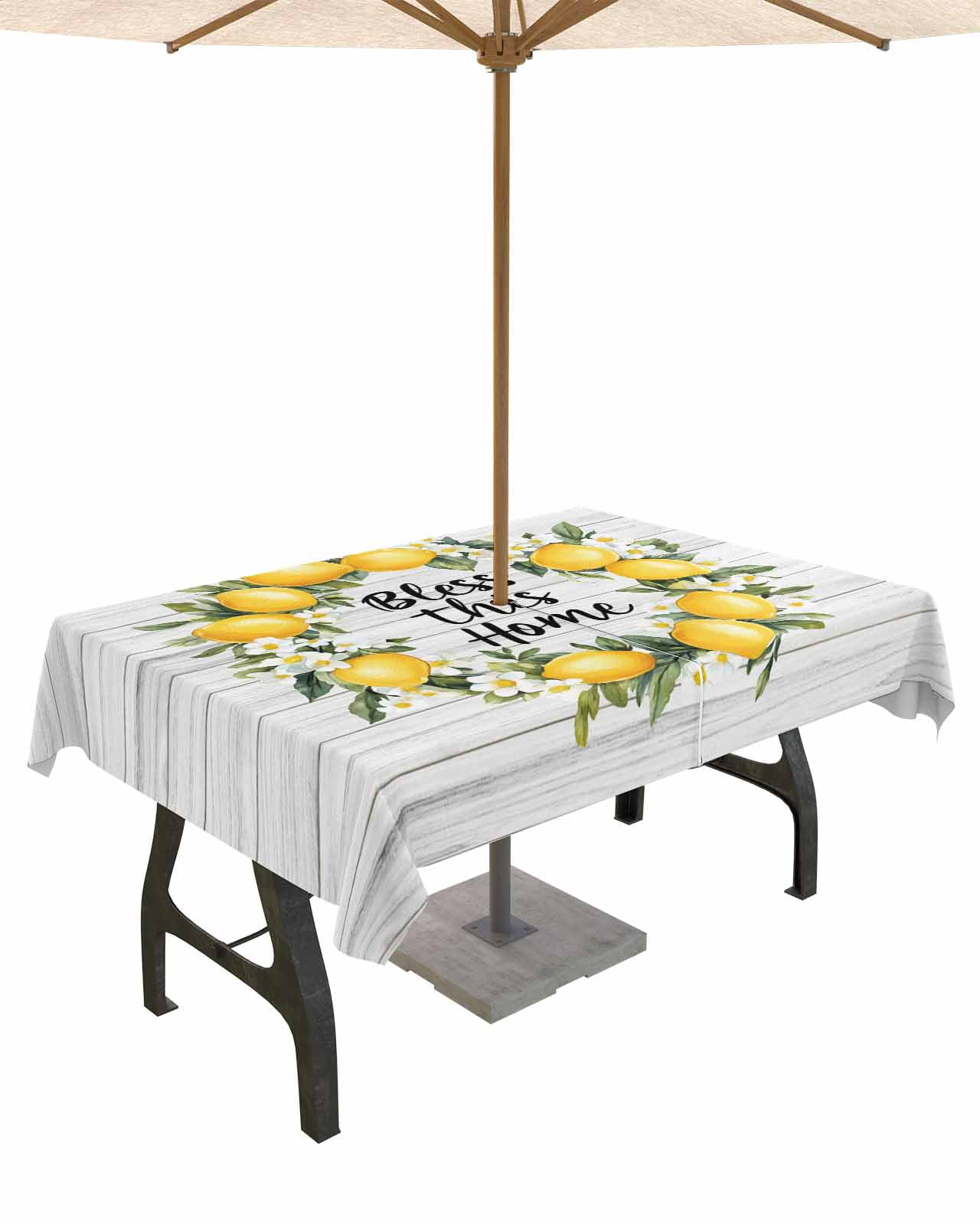nqOlkjepod Summer Lemon Outdoor Tablecloth with Umbrella Hole & Zipper ...