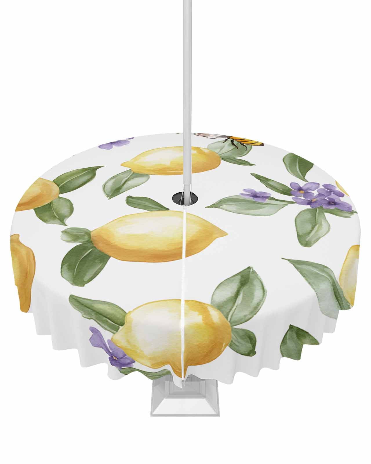 nqOlkjepod Summer Lemon Outdoor Tablecloth with Umbrella Hole & Zipper ...