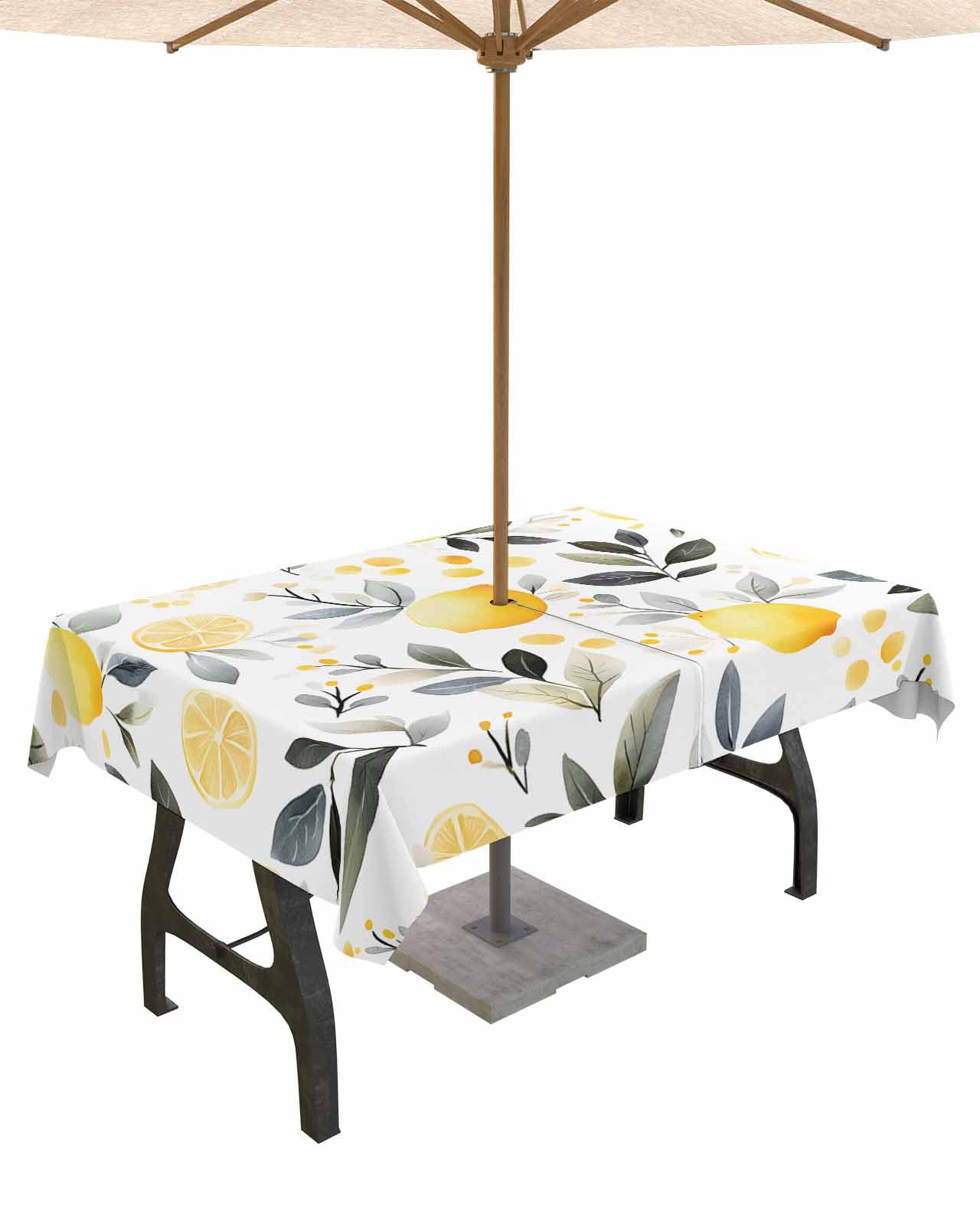 nqOlkjepod Summer Lemon Outdoor Tablecloth with Umbrella Hole & Zipper ...