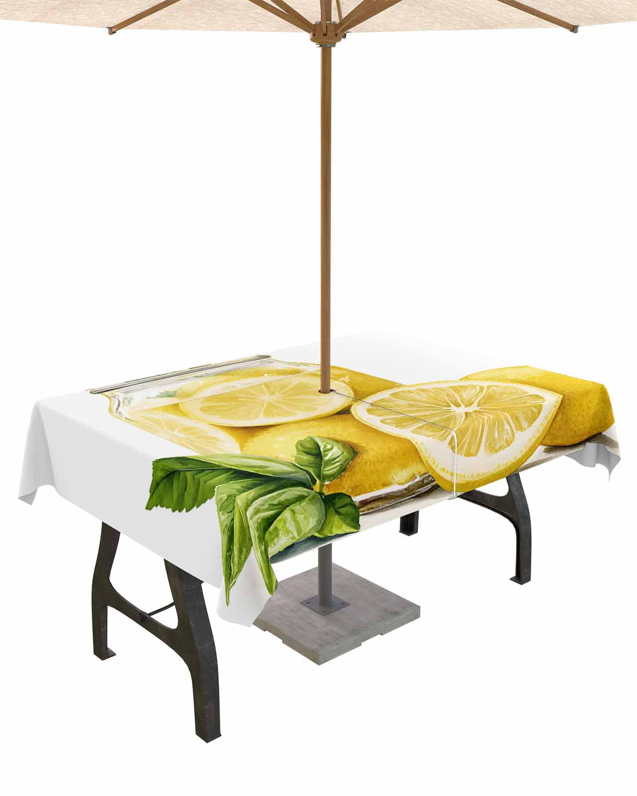 nqOlkjepod Summer Lemon Outdoor Tablecloth with Umbrella Hole & Zipper ...