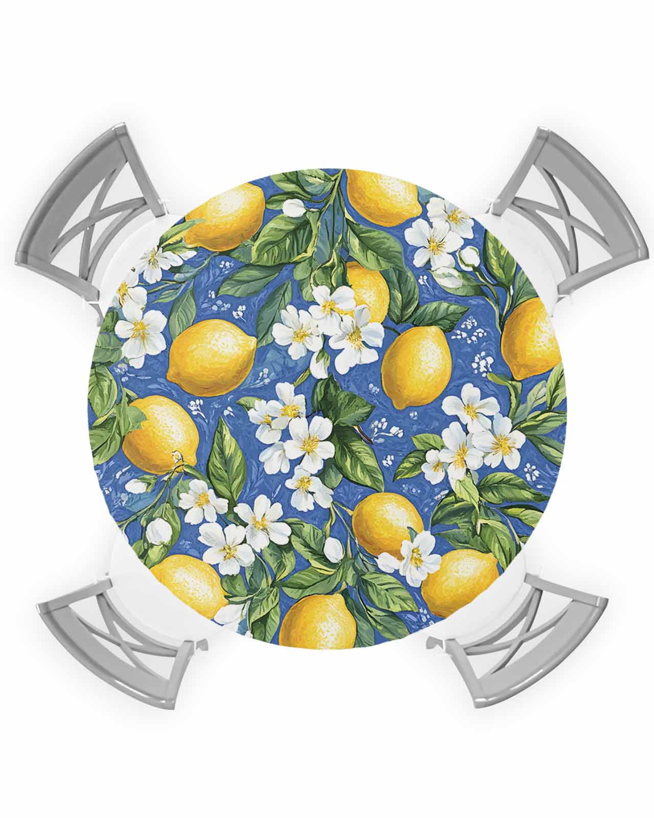 nqOlkjepod Summer Lemon Round Tablecloth, Fitted Table Cover with ...