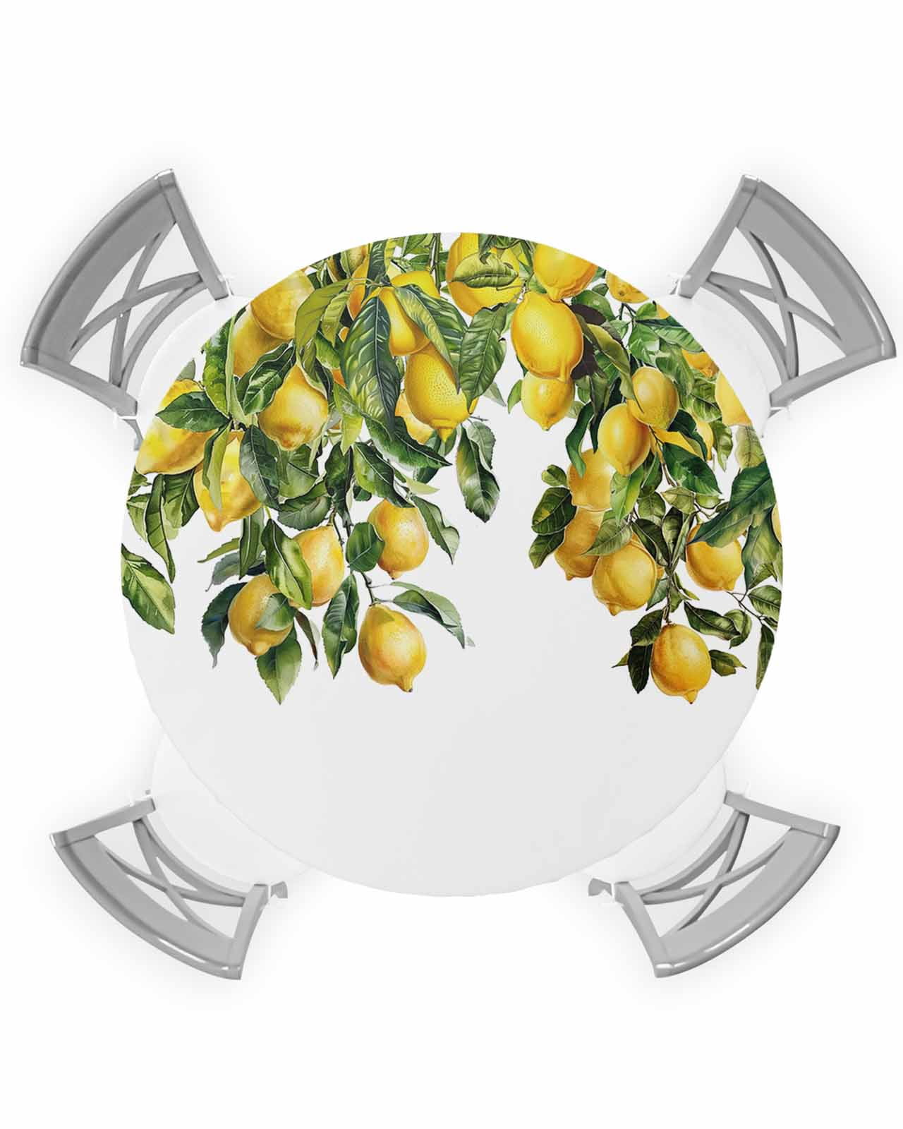 nqOlkjepod Summer Lemon Round Tablecloth, Fitted Table Cover with ...