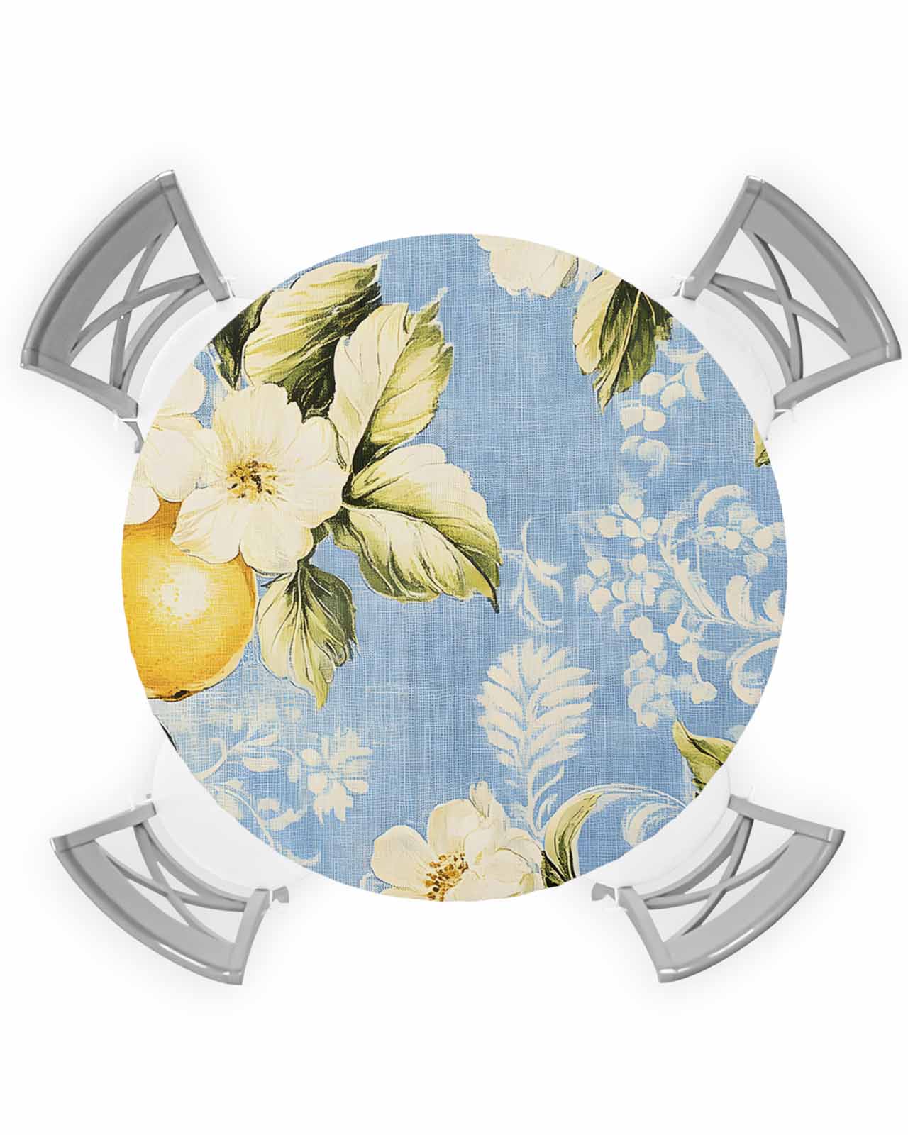 nqOlkjepod Summer Lemon Round Tablecloth, Fitted Table Cover with ...