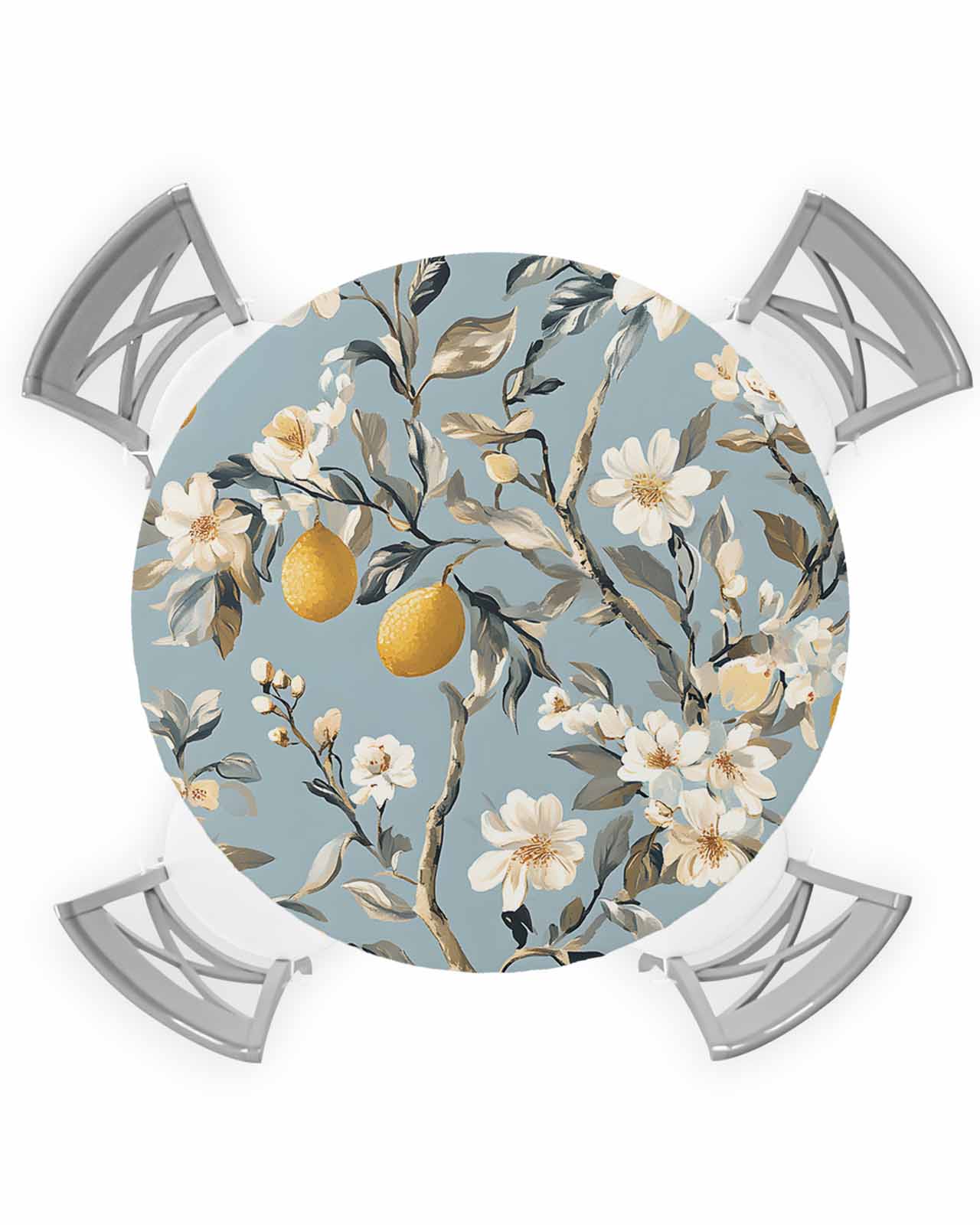 nqOlkjepod Summer Lemon Round Tablecloth, Fitted Table Cover with ...