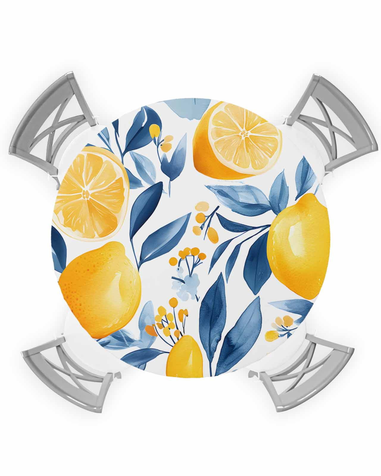 nqOlkjepod Summer Lemon Round Tablecloth, Fitted Table Cover with ...