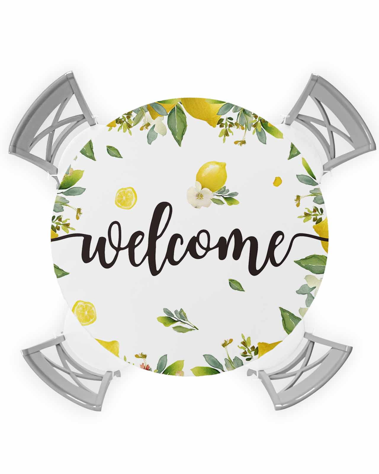 nqOlkjepod Summer Lemon Round Tablecloth, Fitted Table Cover with ...