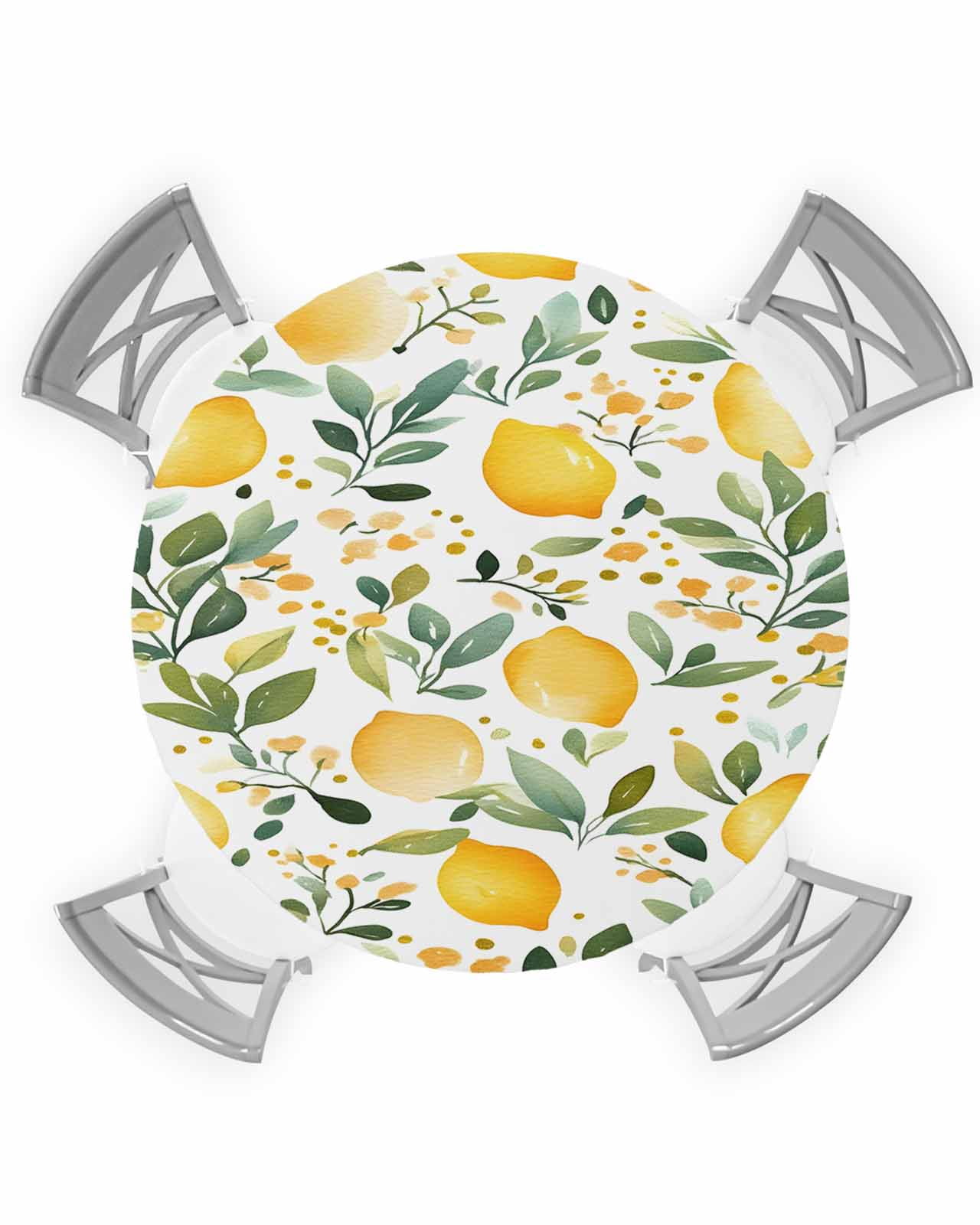 nqOlkjepod Summer Lemon Round Tablecloth, Fitted Table Cover with ...