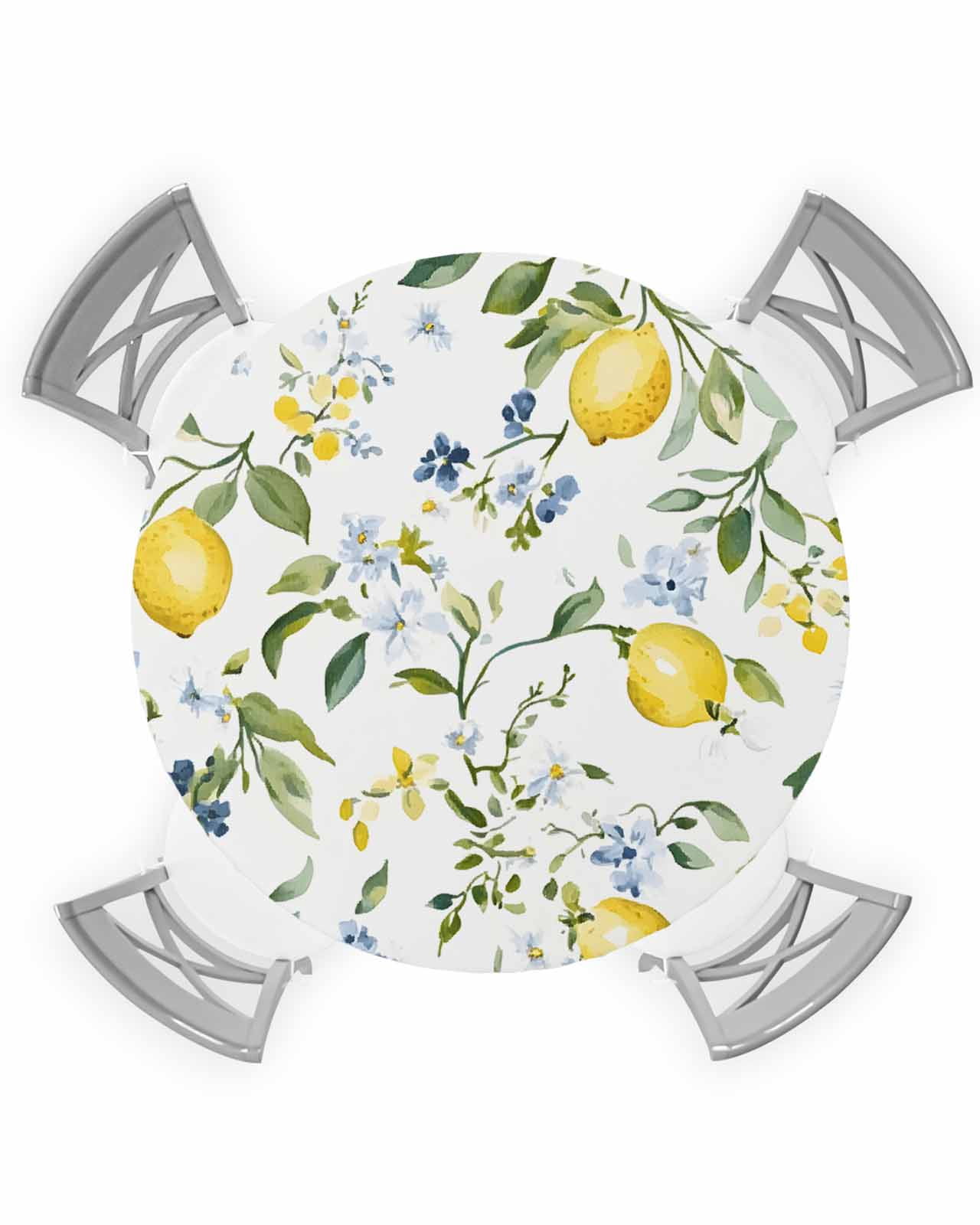 nqOlkjepod Summer Lemon Round Tablecloth, Fitted Table Cover with ...