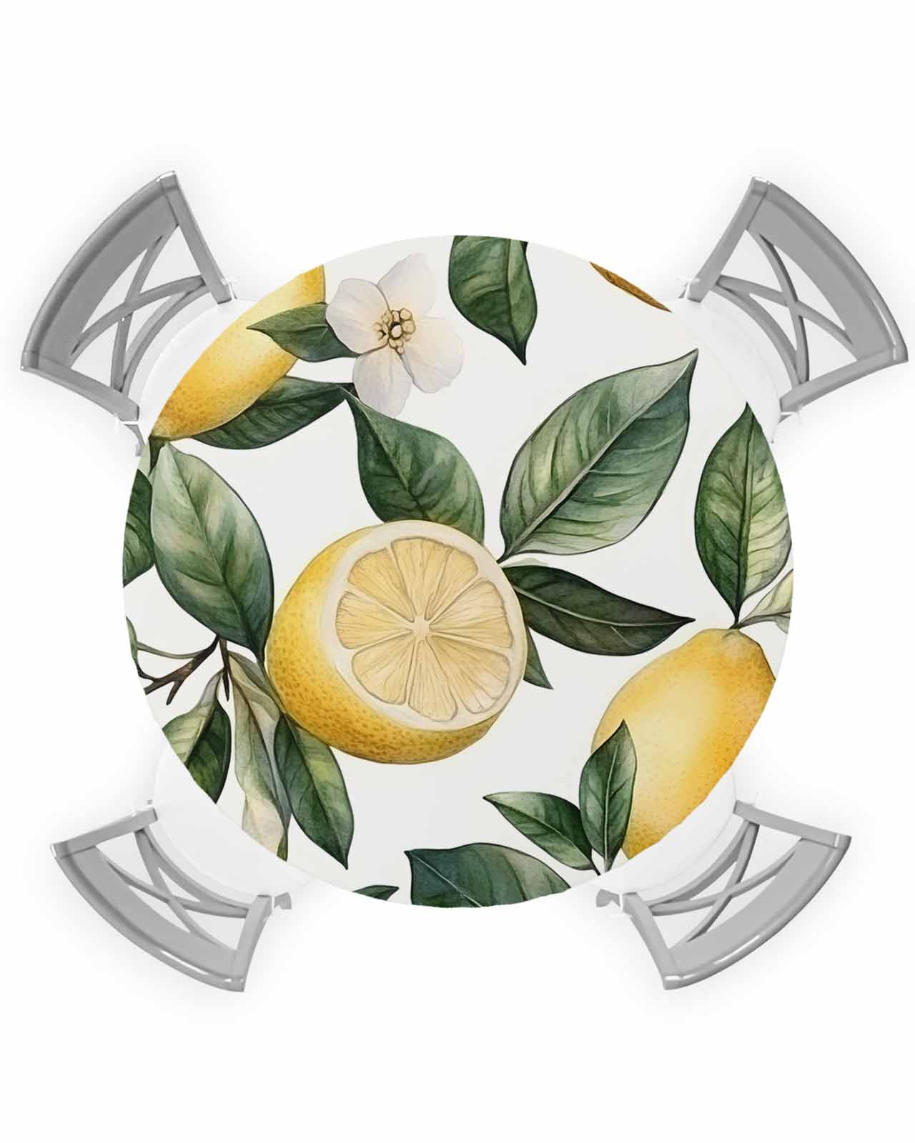 nqOlkjepod Summer Lemon Round Tablecloth, Fitted Table Cover with ...