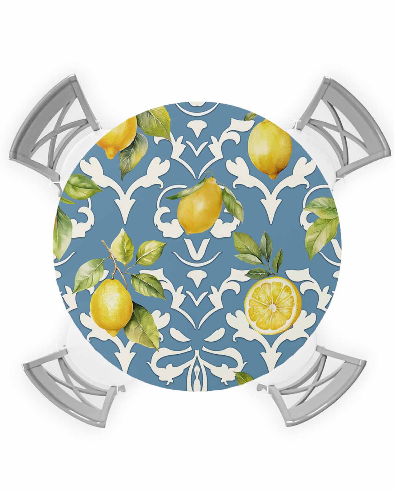 nqOlkjepod Summer Lemon Round Tablecloth, Fitted Table Cover with ...
