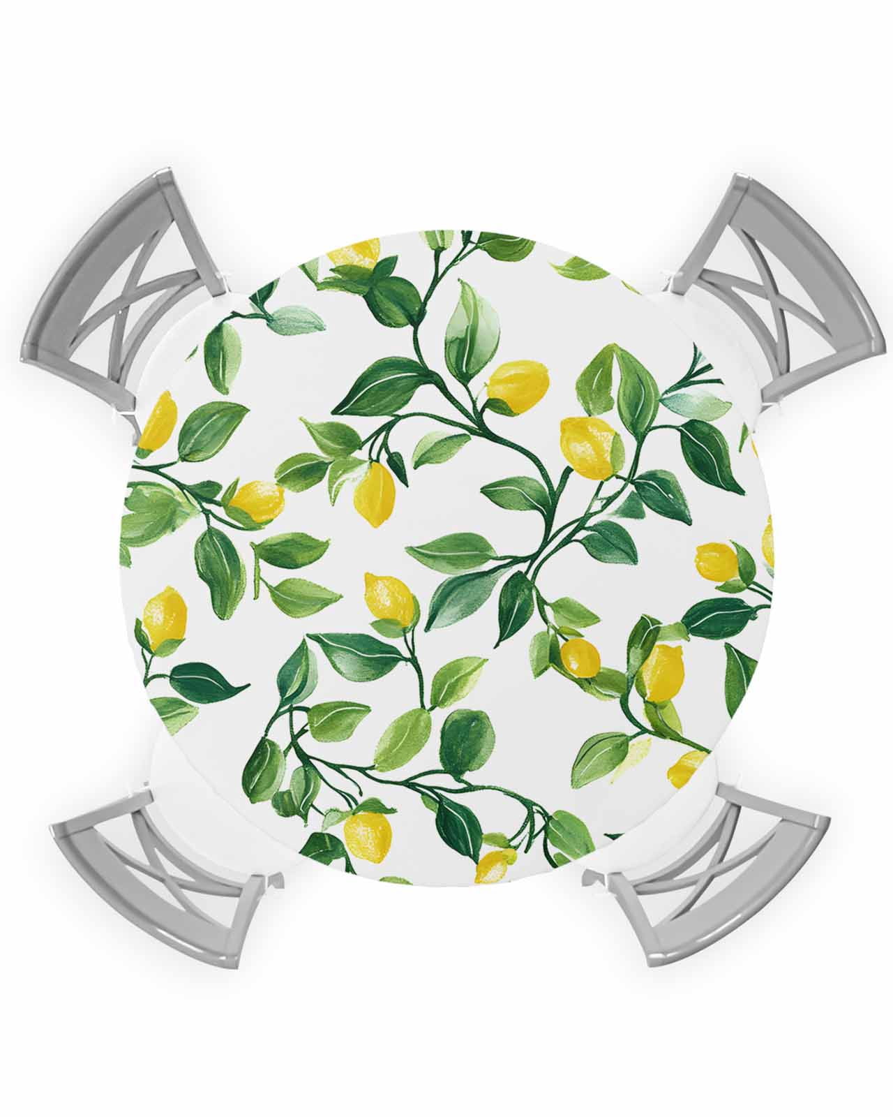 nqOlkjepod Summer Lemon Round Tablecloth, Fitted Table Cover with ...