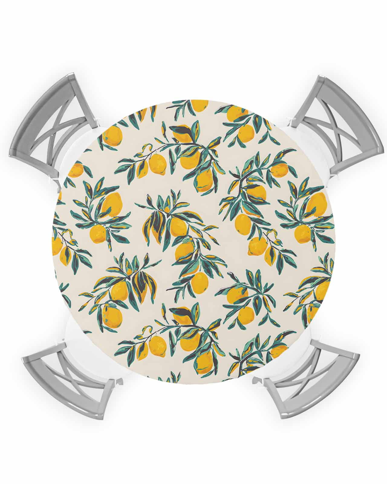nqOlkjepod Summer Lemon Round Tablecloth, Fitted Table Cover with ...