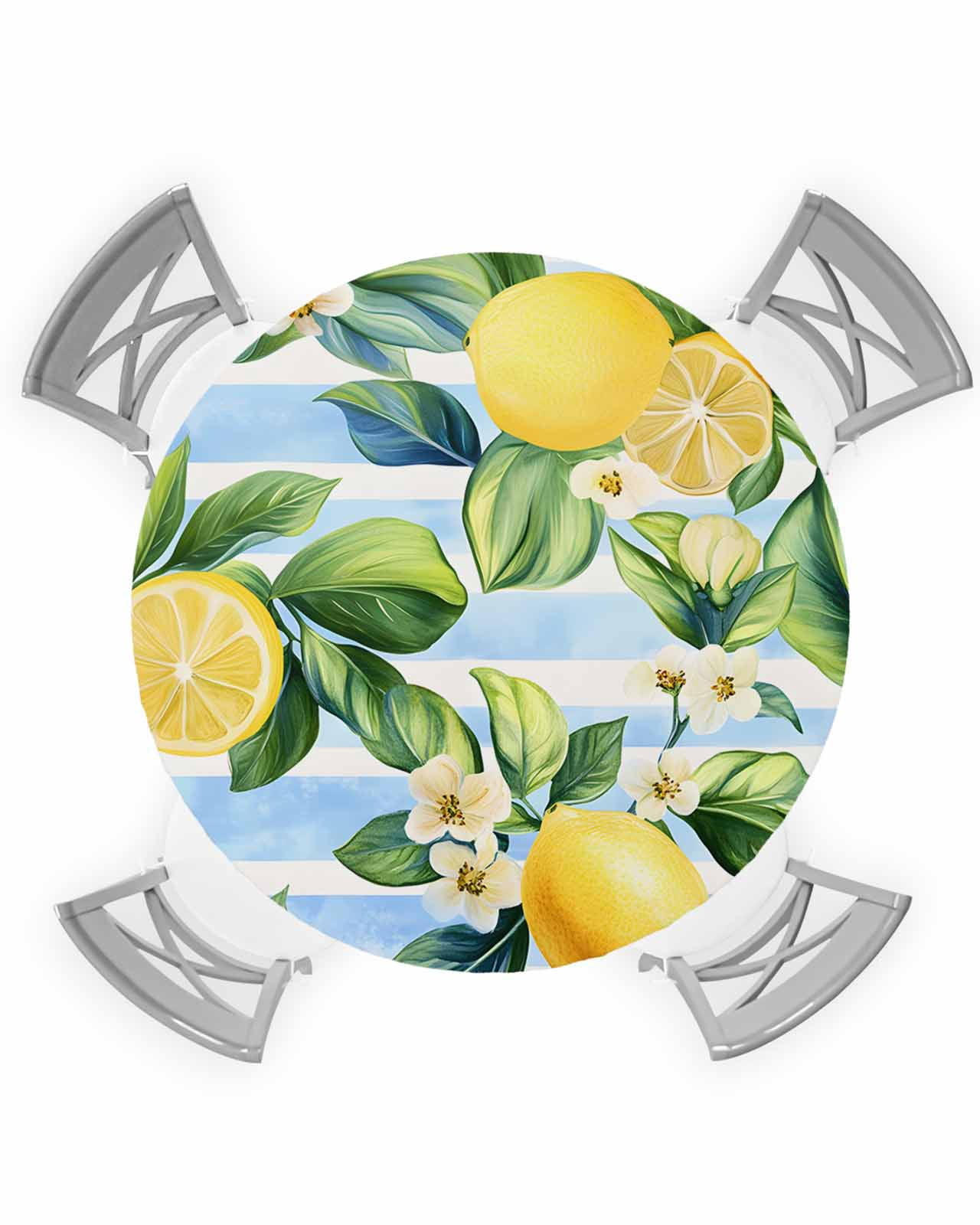 nqOlkjepod Summer Lemon Round Tablecloth, Fitted Table Cover with ...