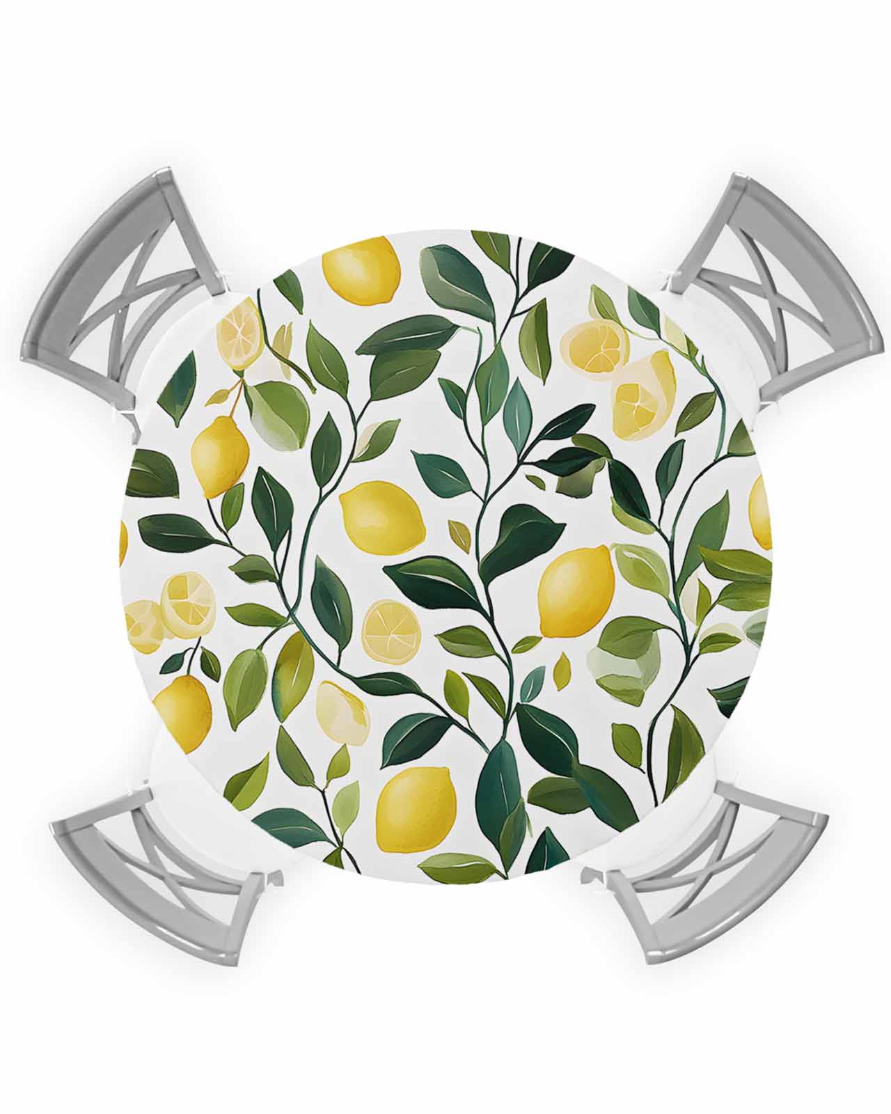 nqOlkjepod Summer Lemon Round Tablecloth, Fitted Table Cover with ...