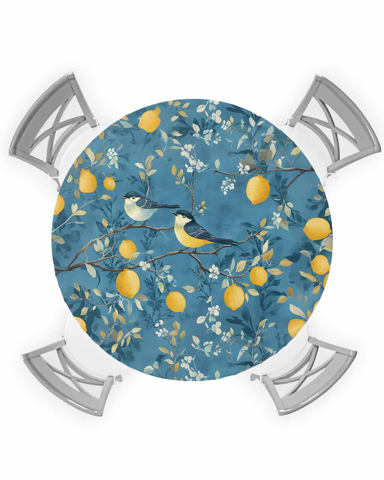 nqOlkjepod Summer Lemon Round Tablecloth, Fitted Table Cover with ...