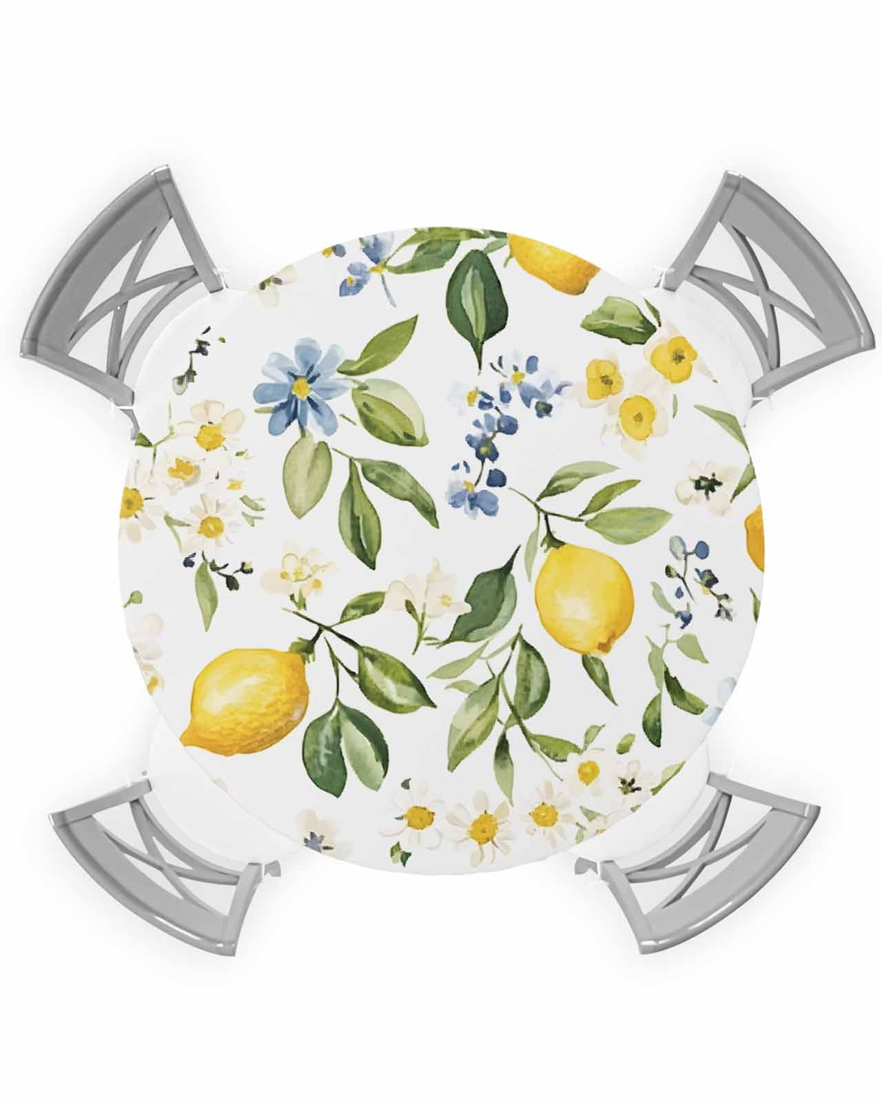 nqOlkjepod Summer Lemon Round Tablecloth, Fitted Table Cover with ...