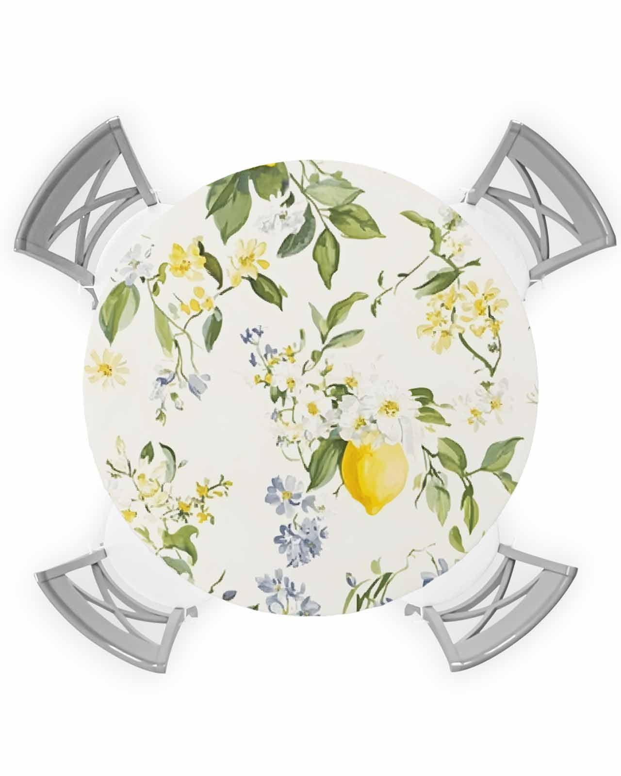 nqOlkjepod Summer Lemon Round Tablecloth, Fitted Table Cover with ...