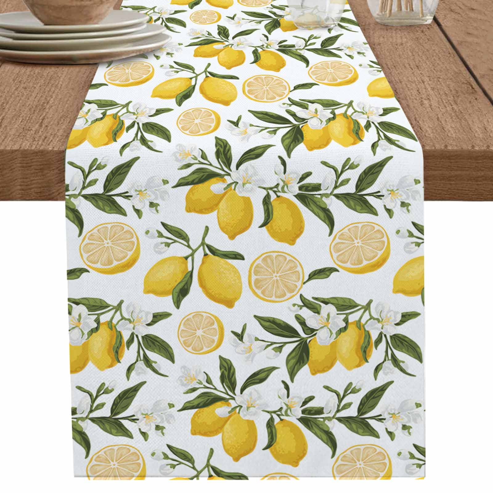 nqOlkjepod Summer Lemon Table Runner 72 Inches Long Farmhouse Dress ...