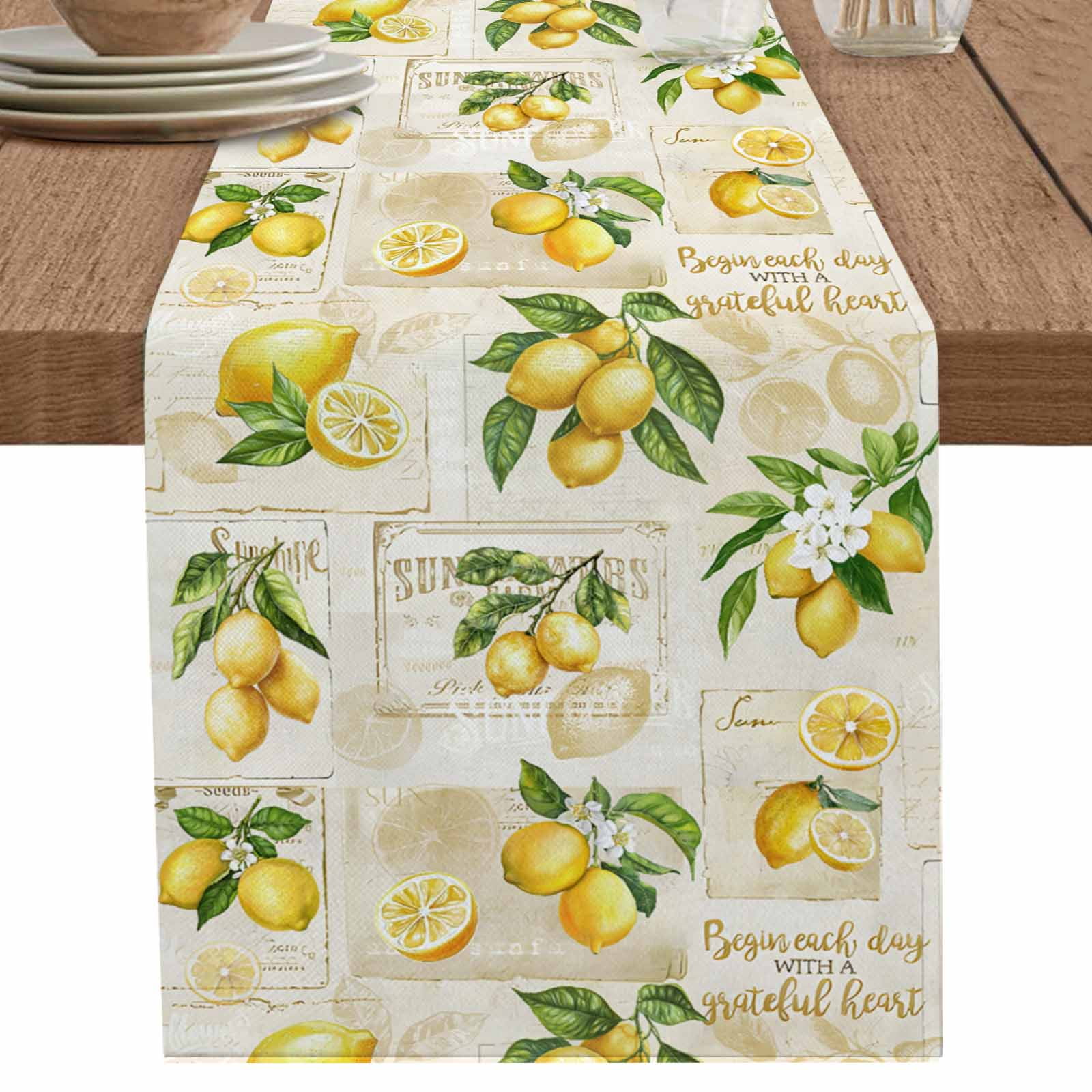 nqOlkjepod Summer Lemons Table Runner 70 Inches Long Farmhouse Dress Scarves, Retro Farmhouse ...