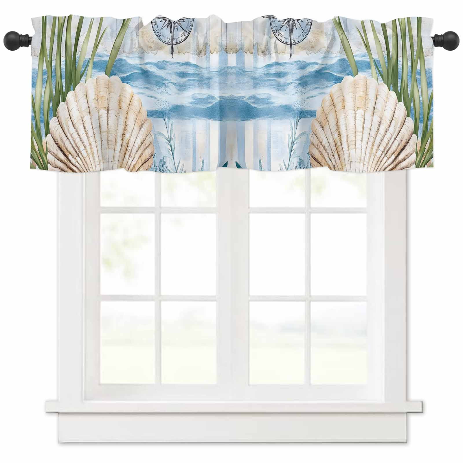 nqOlkjepod Summer Ocean Farmhouse Short Window Curtain Valances ...