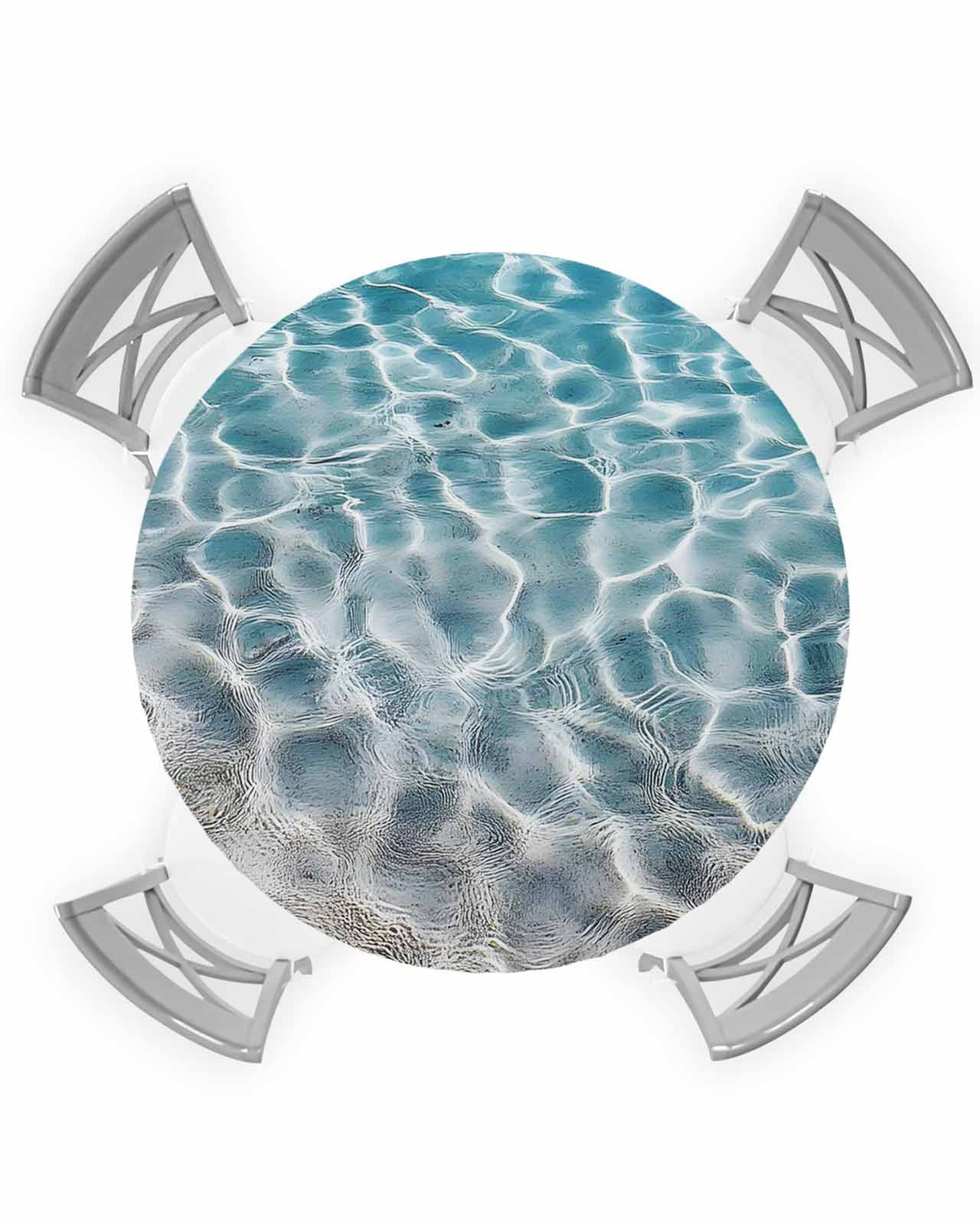 nqOlkjepod Summer Ocean Round Tablecloth, Fitted Table Cover with ...