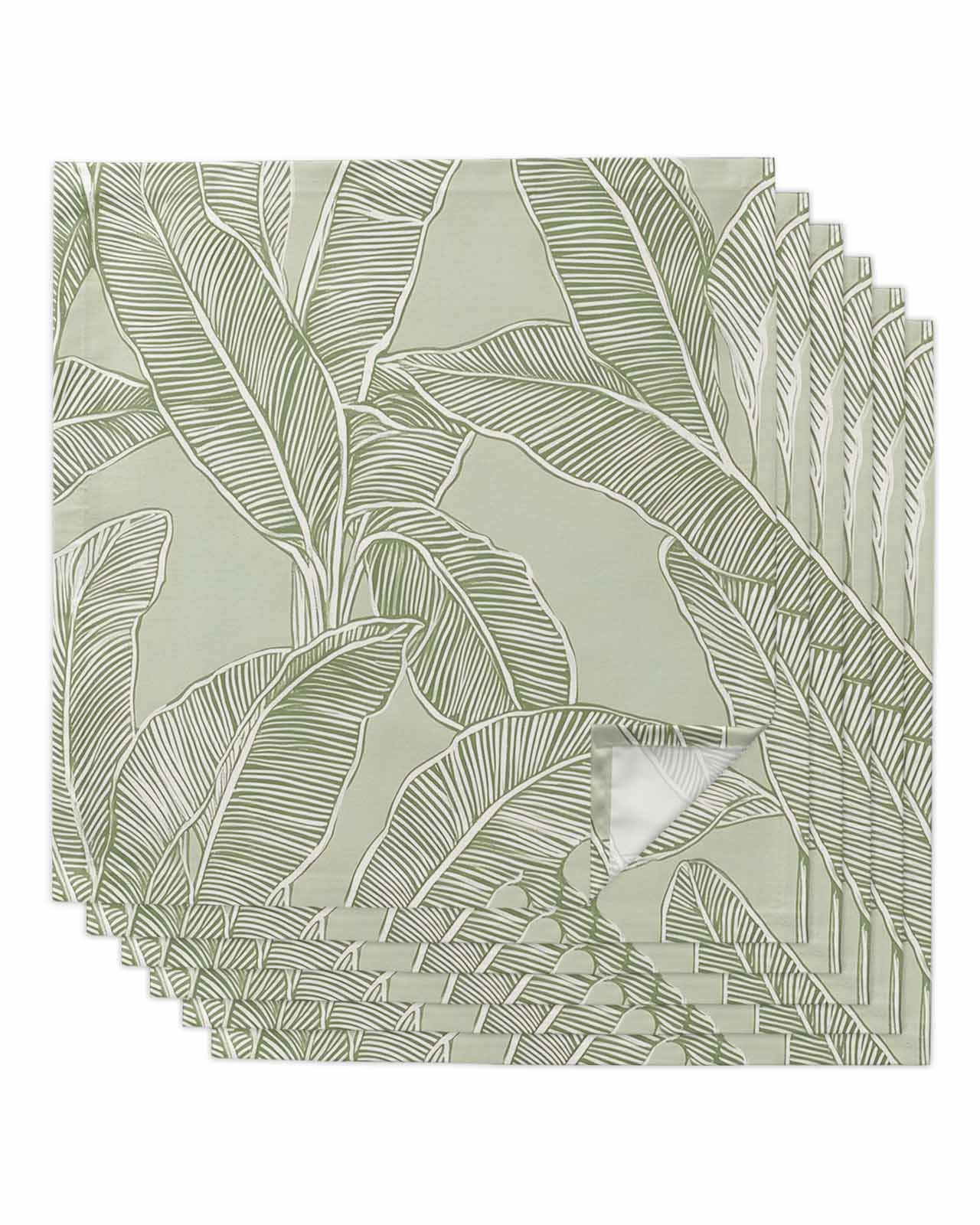 nqOlkjepod Summer Palm Leaf Cloth Napkins Set of 6 Reusable Dinner ...