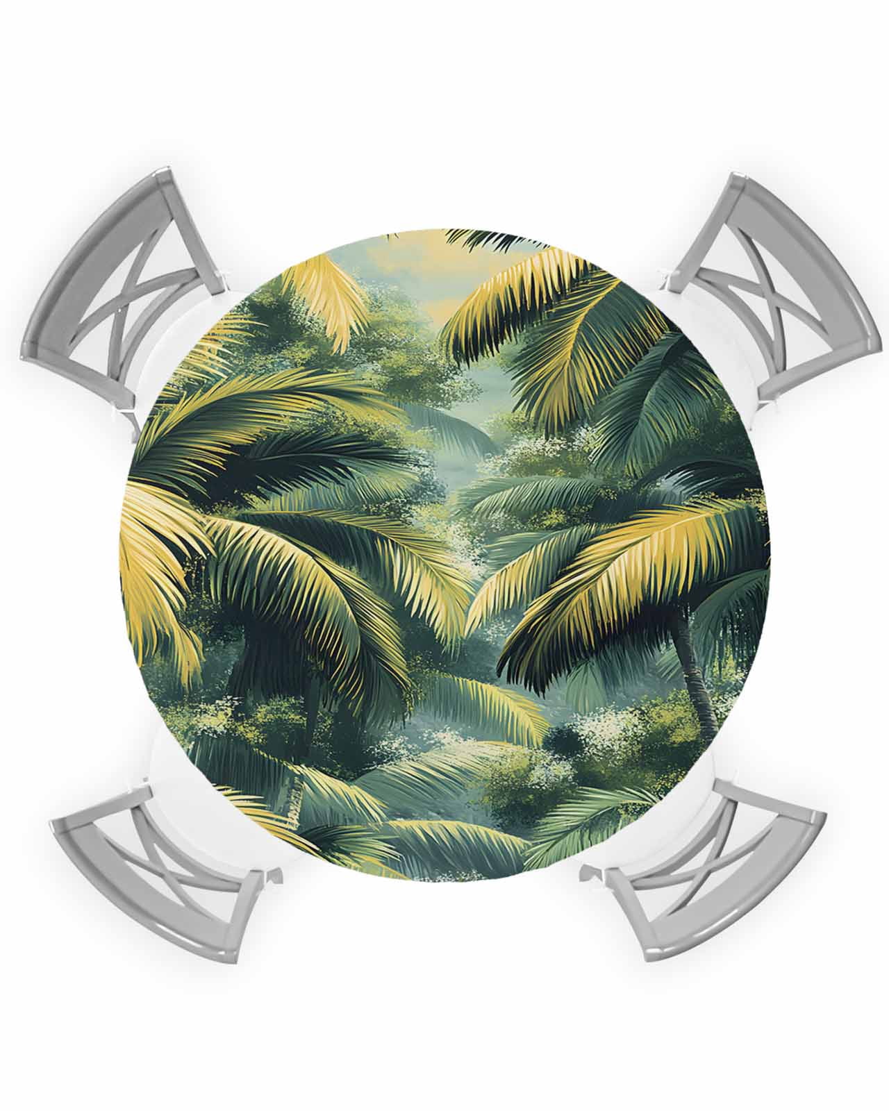 nqOlkjepod Summer Palm Tree Round Tablecloth, Fitted Table Cover with ...