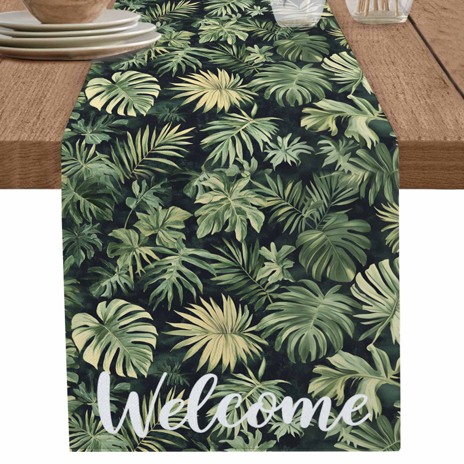 nqOlkjepod Summer Palm Tree Table Runner 72 Inches Long Farmhouse Dress ...