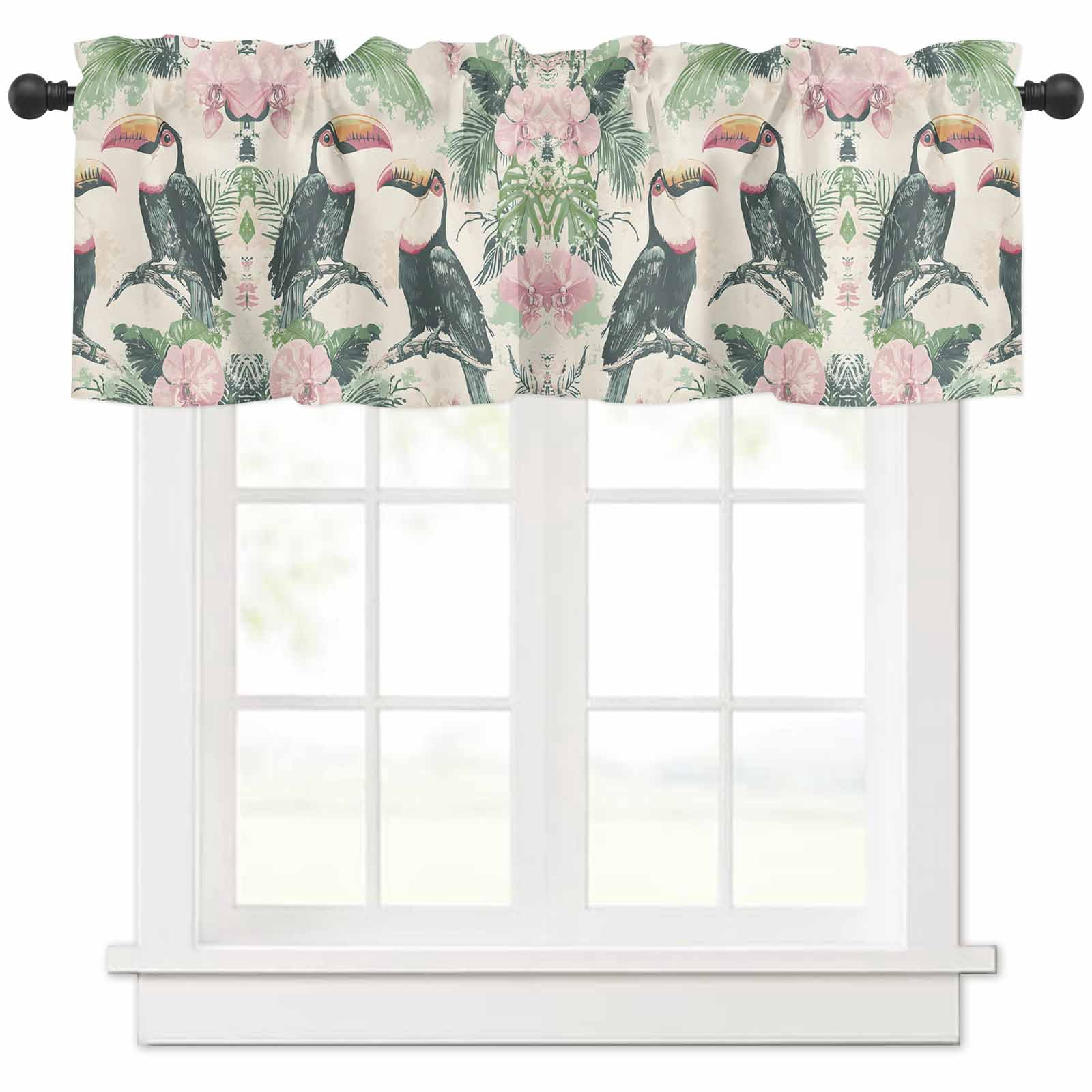 nqOlkjepod Summer Parrot Farmhouse Short Window Curtain Valances, Retro ...
