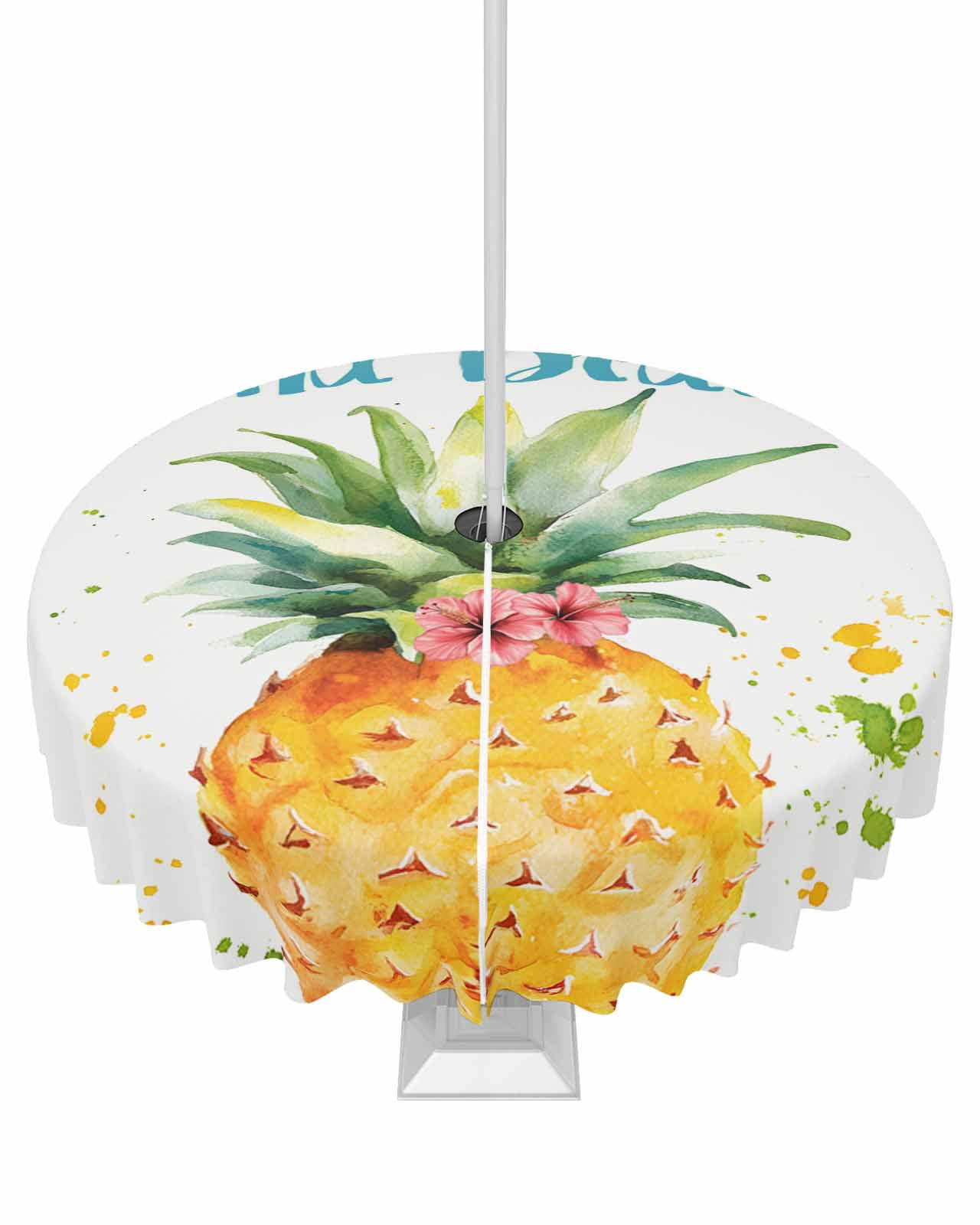 nqOlkjepod Summer Pineapple Outdoor Tablecloth with Umbrella Hole ...