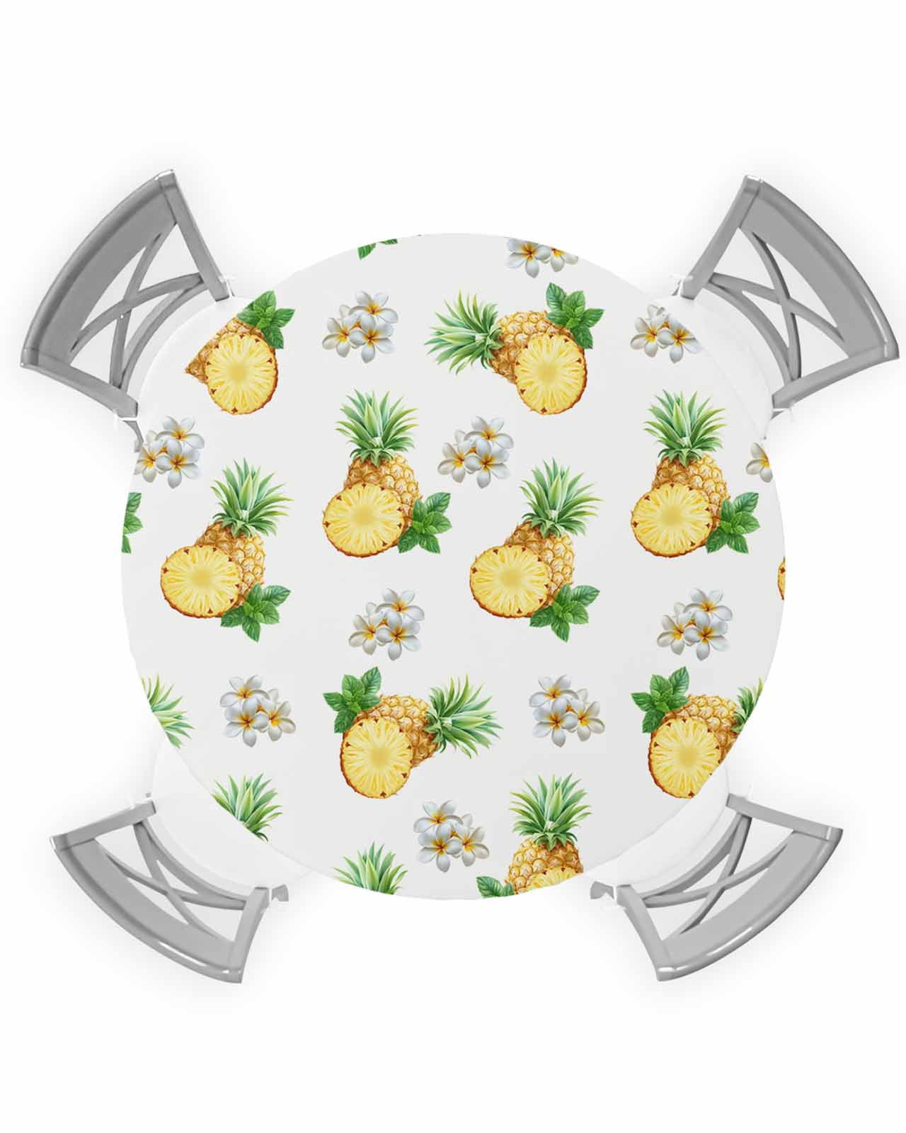 nqOlkjepod Summer Pineapple Round Tablecloth, Fitted Table Cover with ...