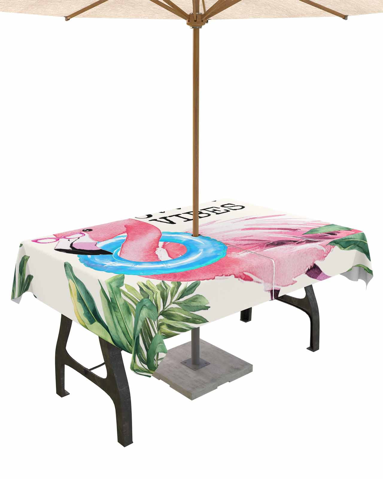 nqOlkjepod Summer Pink Flamingo Outdoor Tablecloth with Umbrella Hole ...