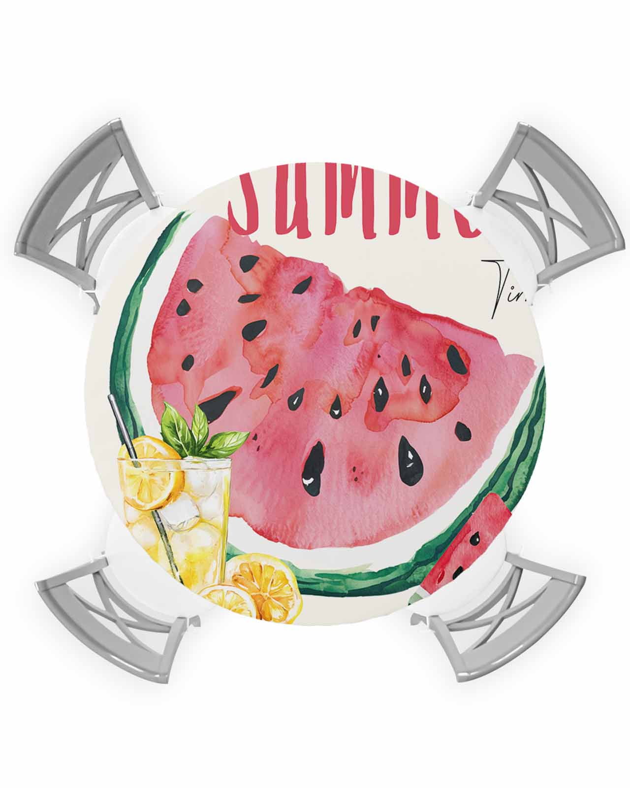 nqOlkjepod Summer Red Watermelon Round Tablecloth, Fitted Table Cover ...