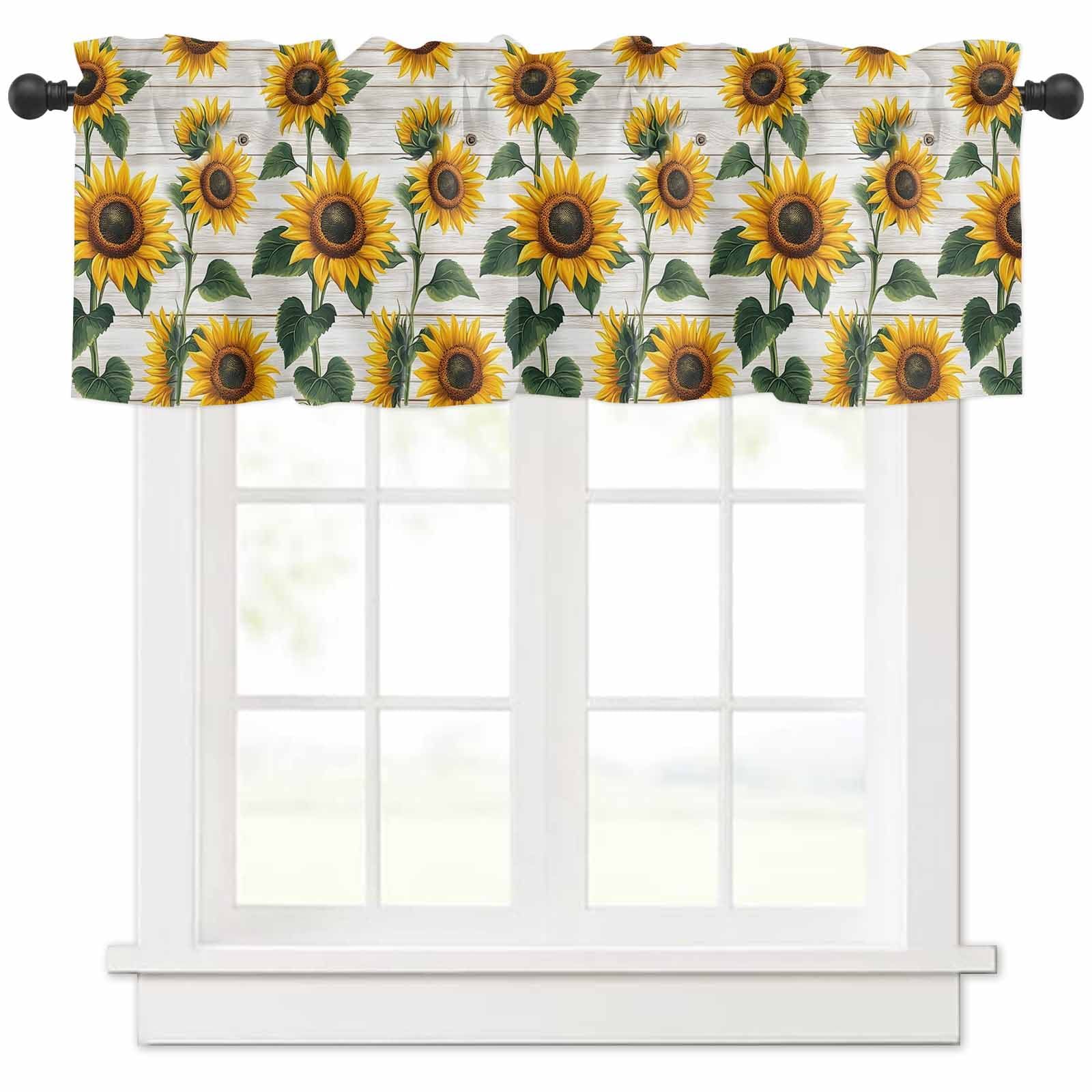 nqOlkjepod Summer Sunflowers Farmhouse Short Window Curtain Valances ...