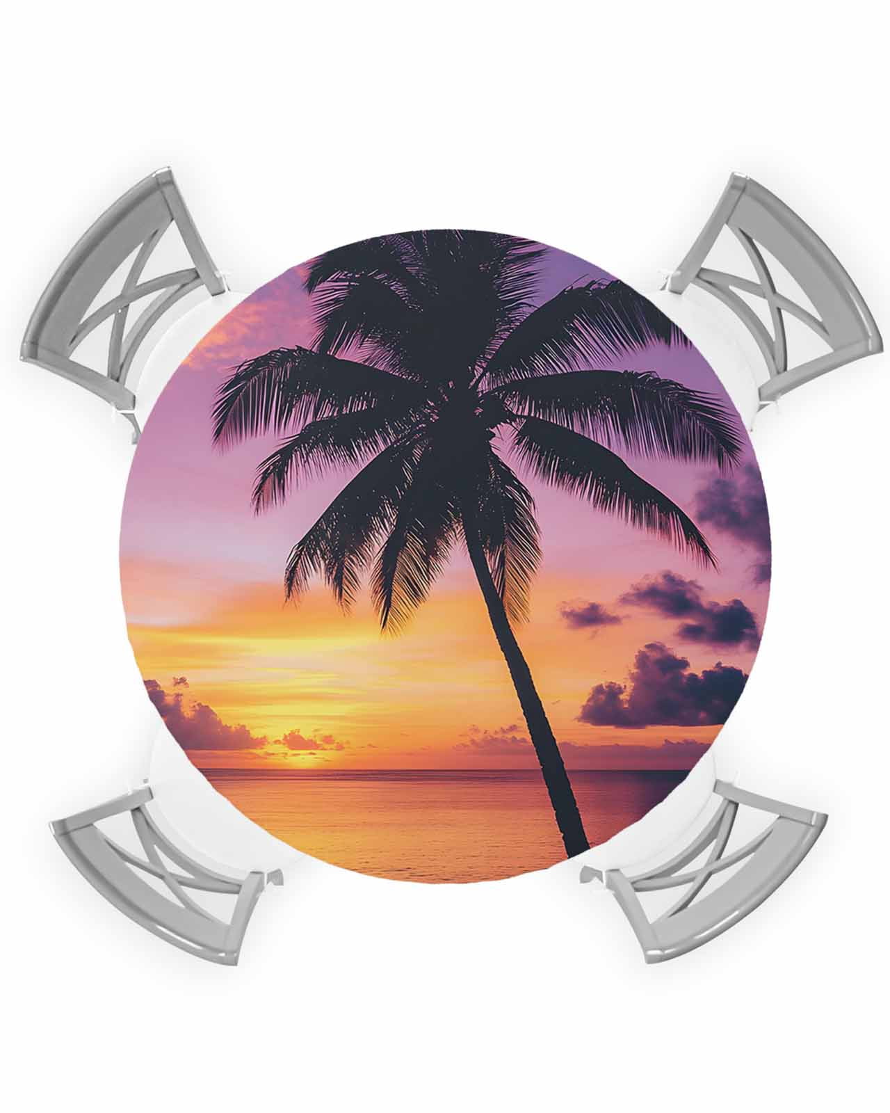 nqOlkjepod Summer Sunset Round Tablecloth, Fitted Table Cover with ...