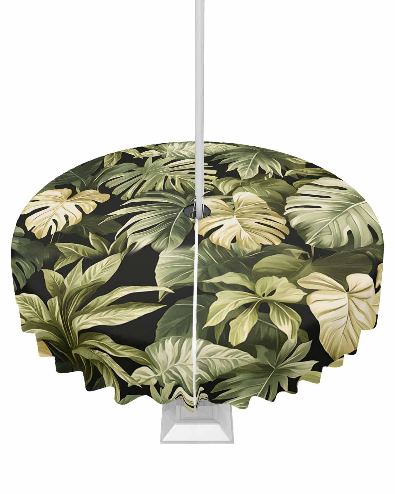 nqOlkjepod Summer Tropical Leaves Outdoor Tablecloth with Umbrella Hole ...