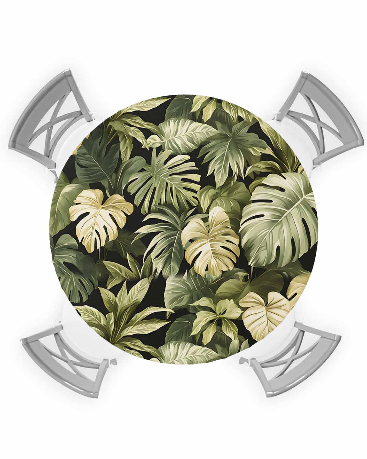 nqOlkjepod Summer Tropical Leaves Round Tablecloth, Fitted Table Cover ...