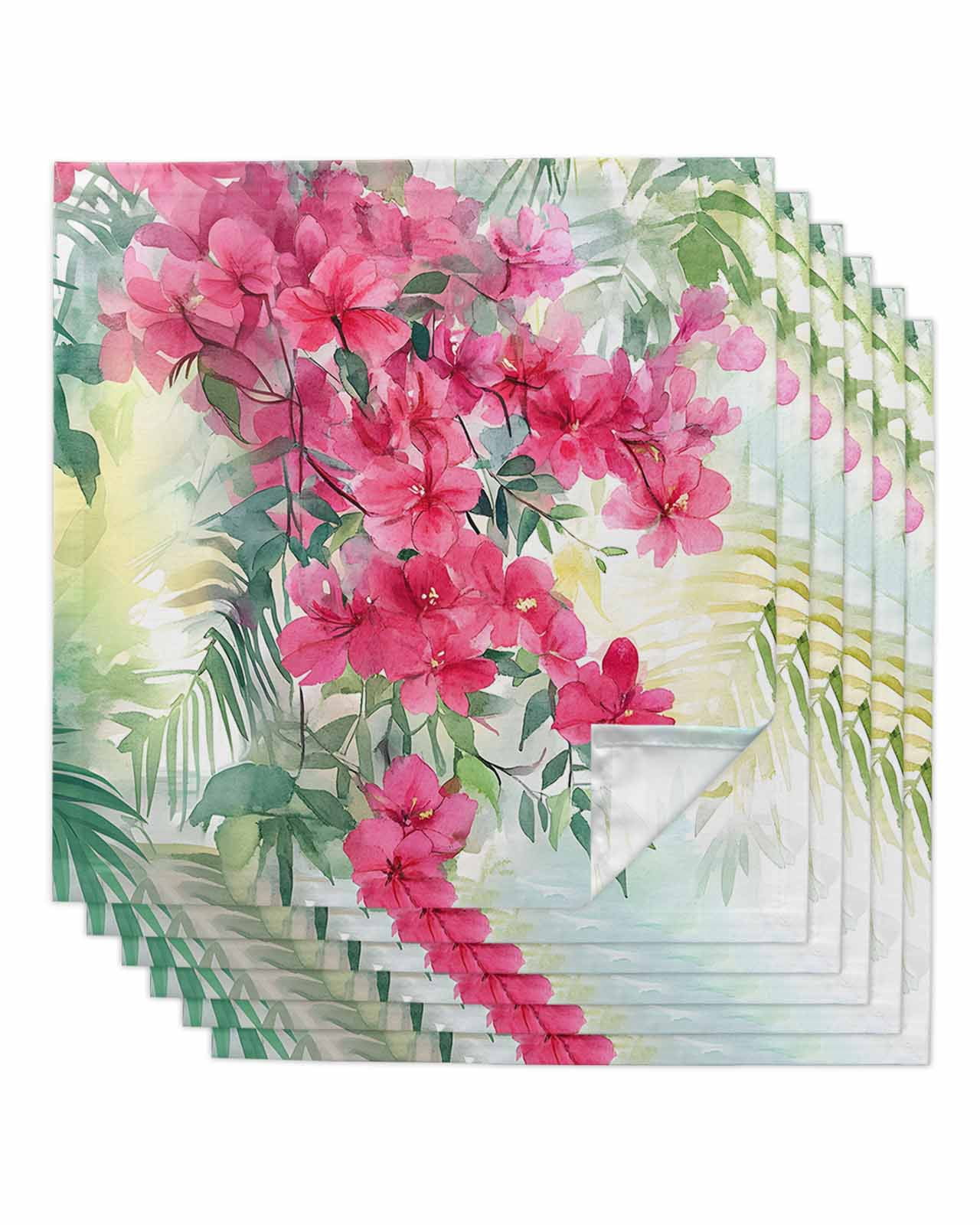 nqOlkjepod Summer Tropical Plants Cloth Napkins Set of 6 Reusable ...