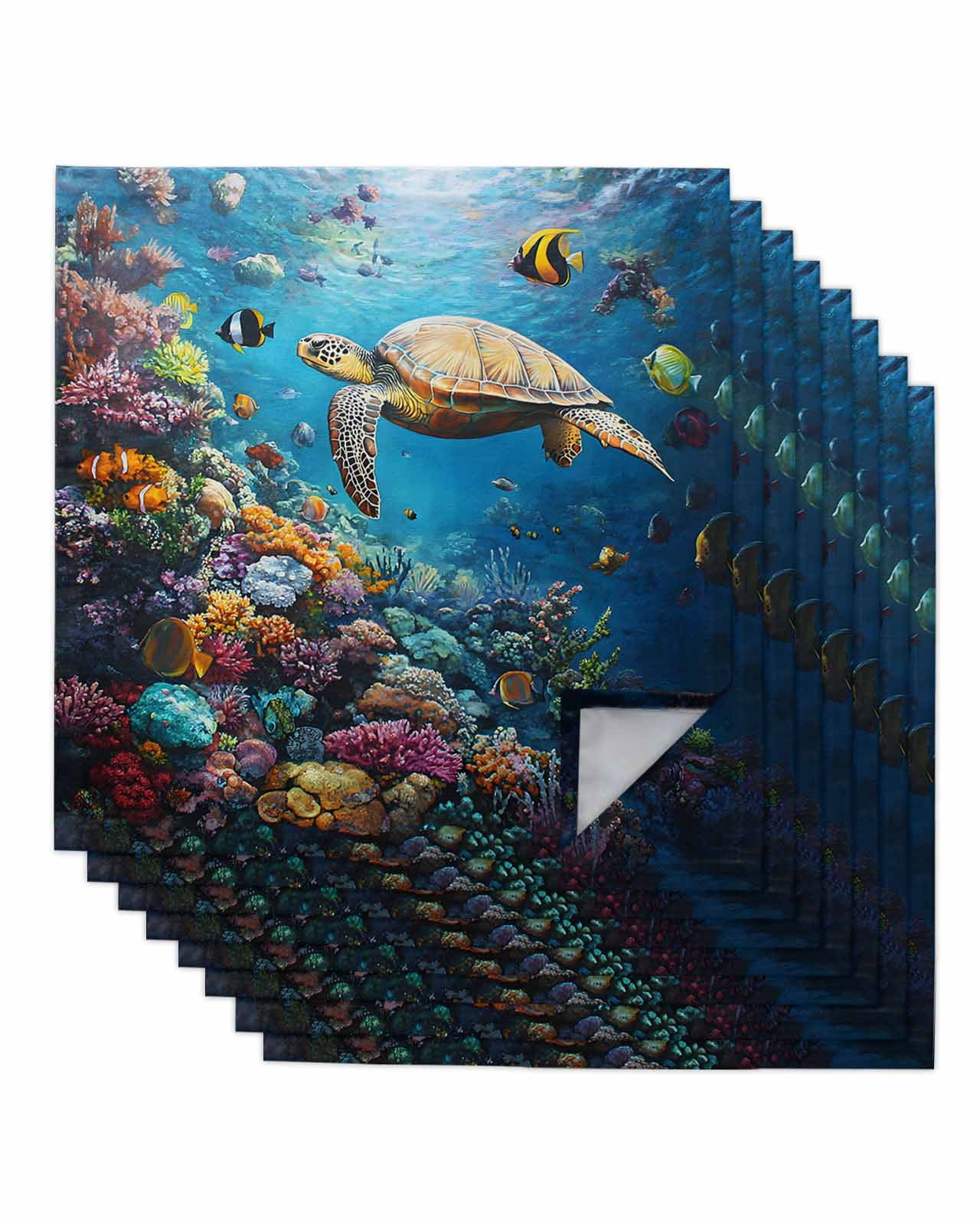nqOlkjepod Summer Turtle Cloth Napkins Set of 8 Reusable Dinner Napkins ...
