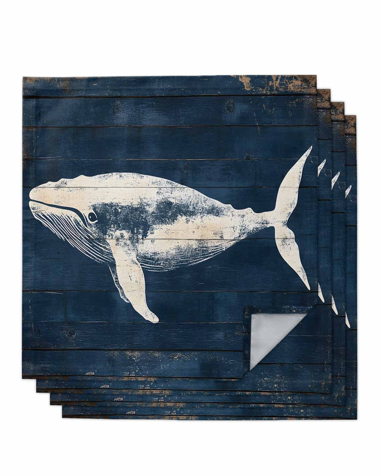 nqOlkjepod Summer Whale Blue Cloth Napkins Set of 4 Reusable Dinner ...