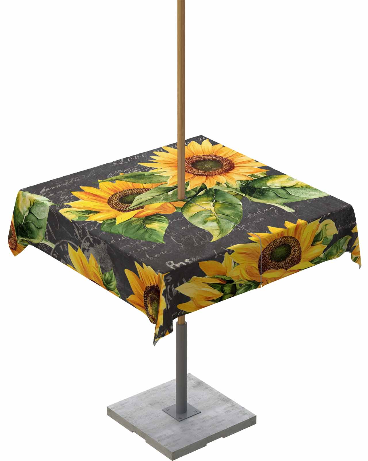 nqOlkjepod Sunflower Black Retro Outdoor Tablecloth with Umbrella Hole ...