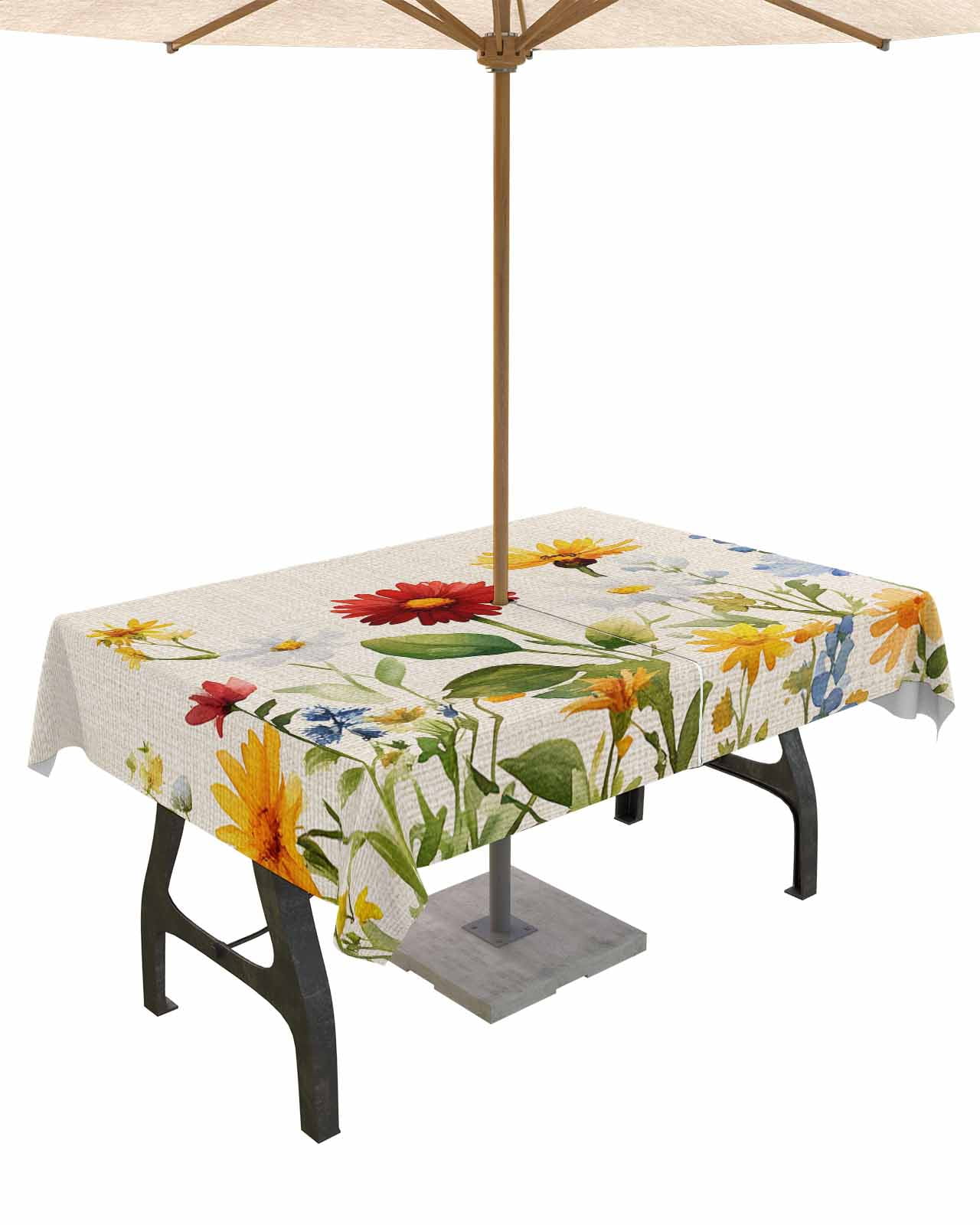 nqOlkjepod Sunflower Botanical Outdoor Tablecloth with Umbrella Hole ...