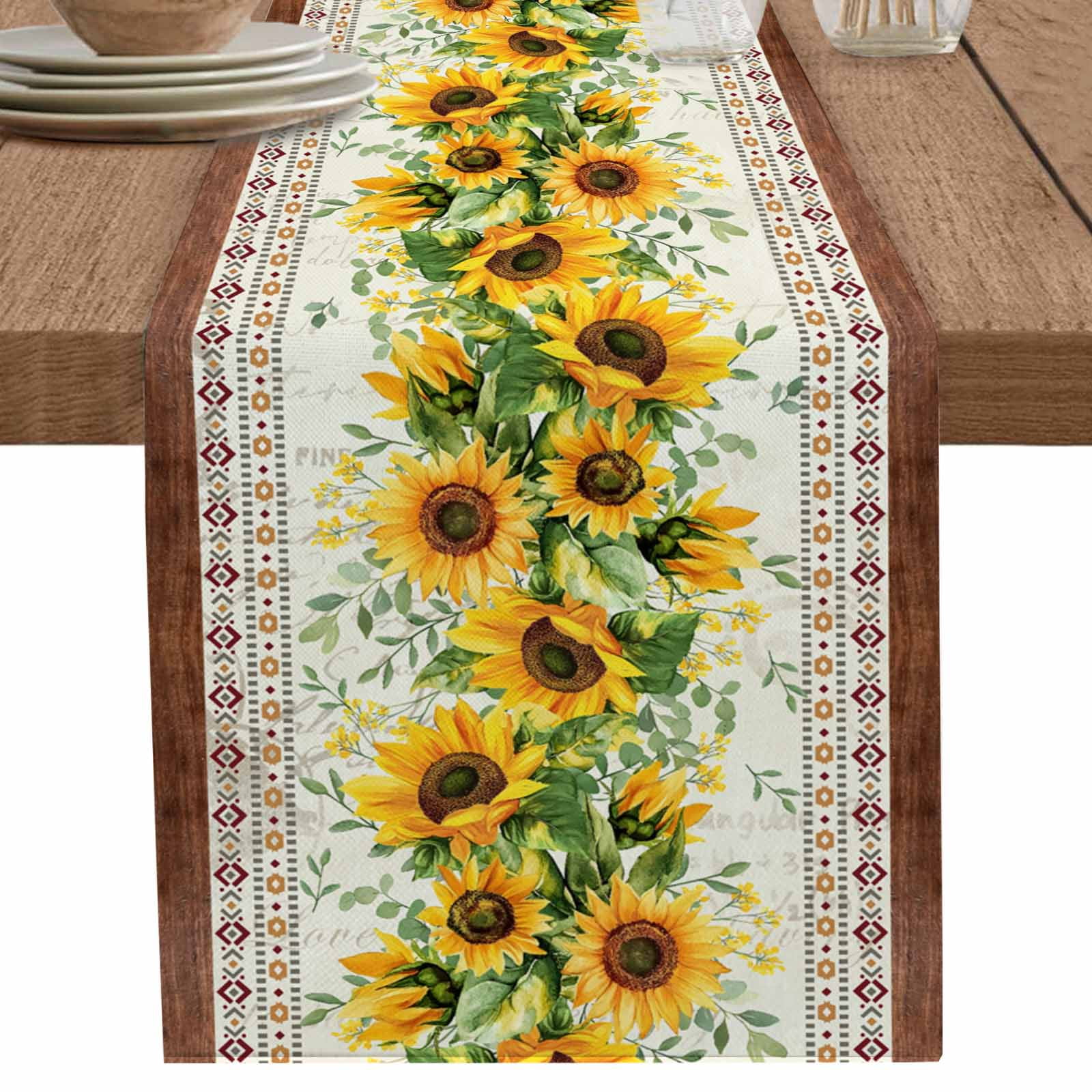nqOlkjepod Sunflower Brown Table Runner 72 Inches Long Farmhouse Dress ...