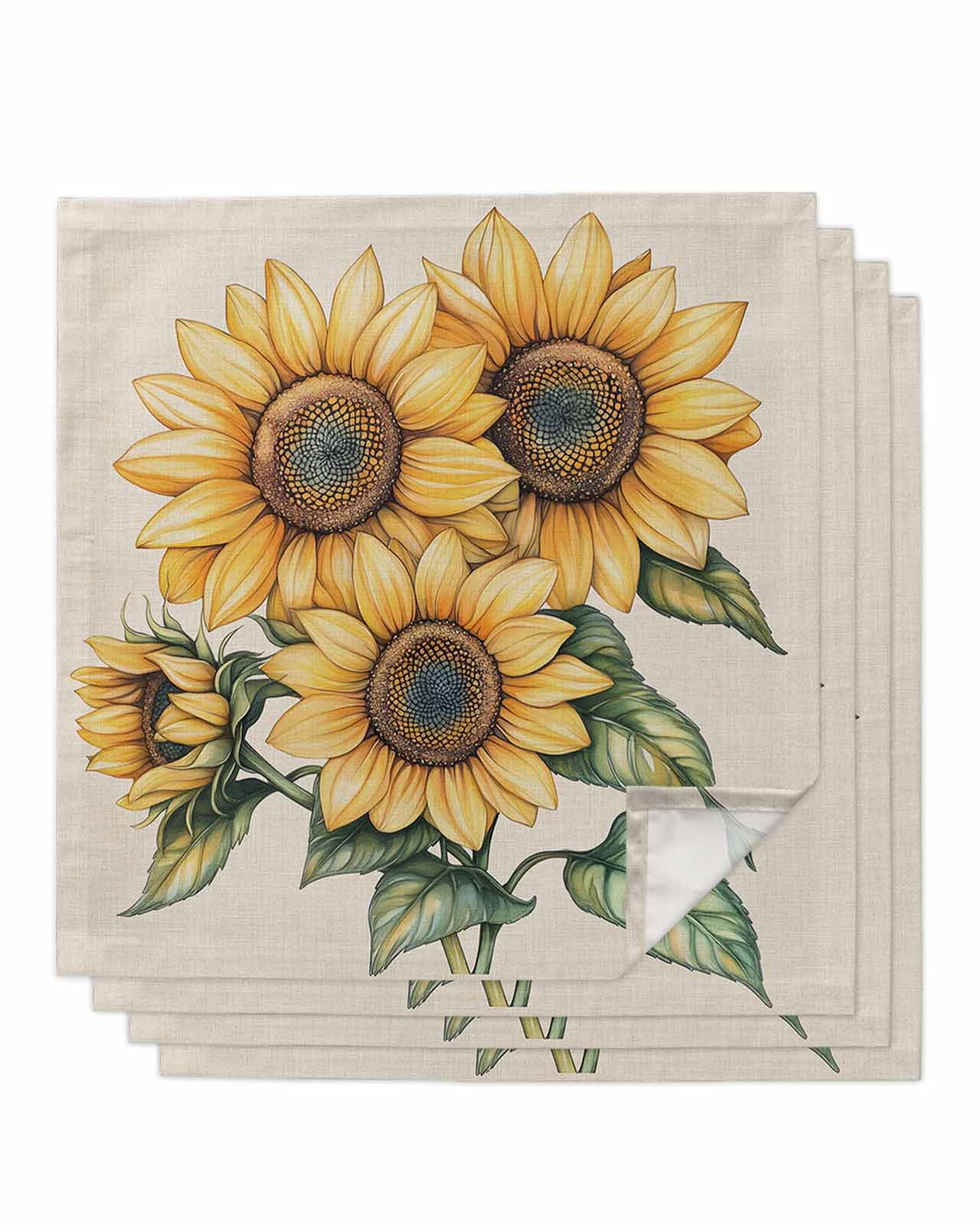 nqOlkjepod Sunflower Cloth Napkins Set of 4 Reusable Dinner Napkins ...