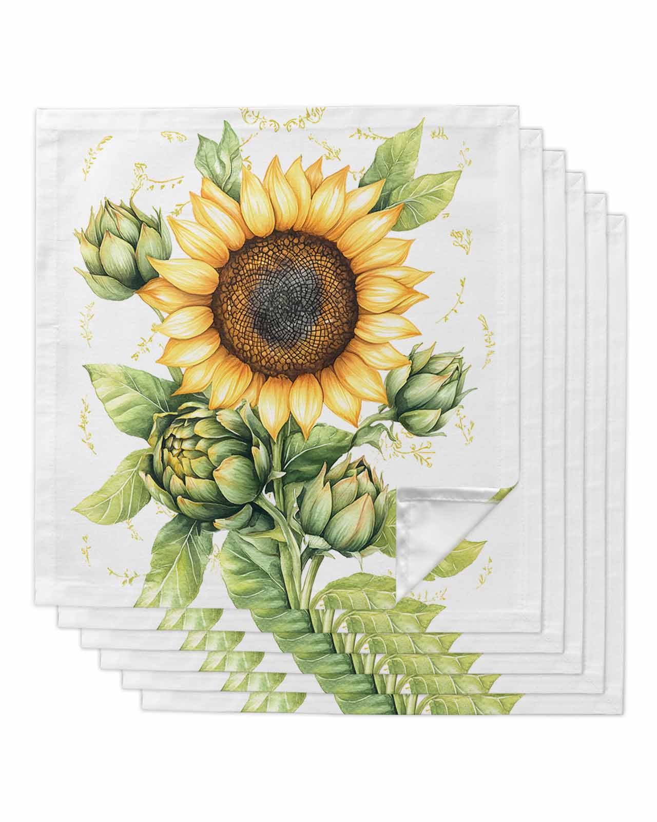 nqOlkjepod Sunflower Cloth Napkins Set of 6 Reusable Dinner Napkins ...