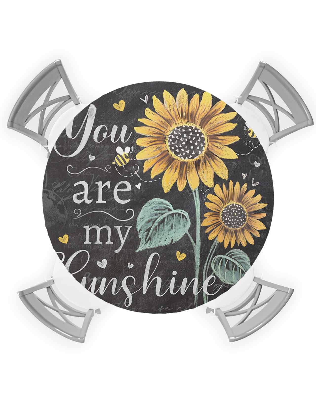 nqOlkjepod Sunflower Farmhouse Round Tablecloth, Fitted Table Cover ...