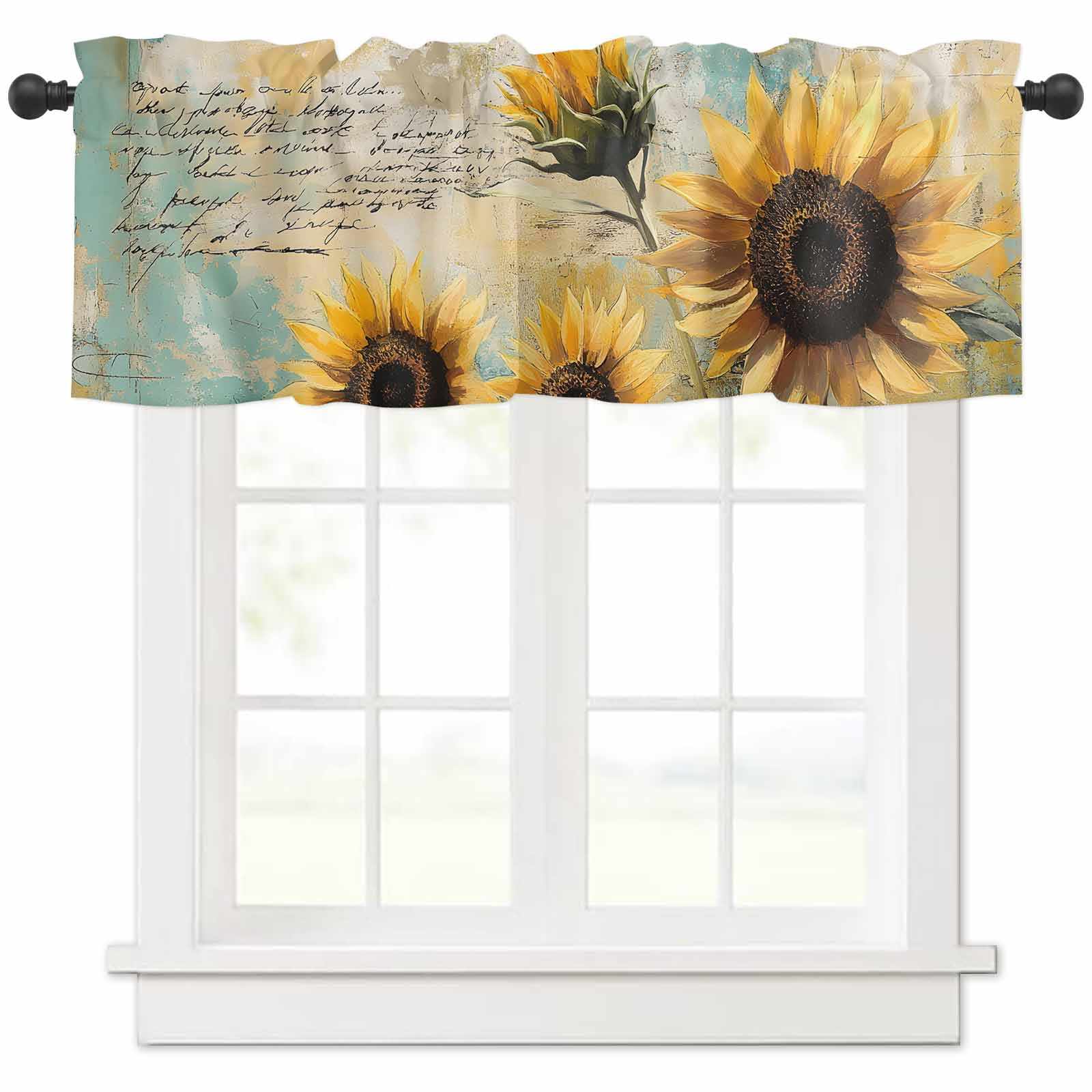 nqOlkjepod Sunflower Farmhouse Short Window Curtain Valances, Farmhouse ...